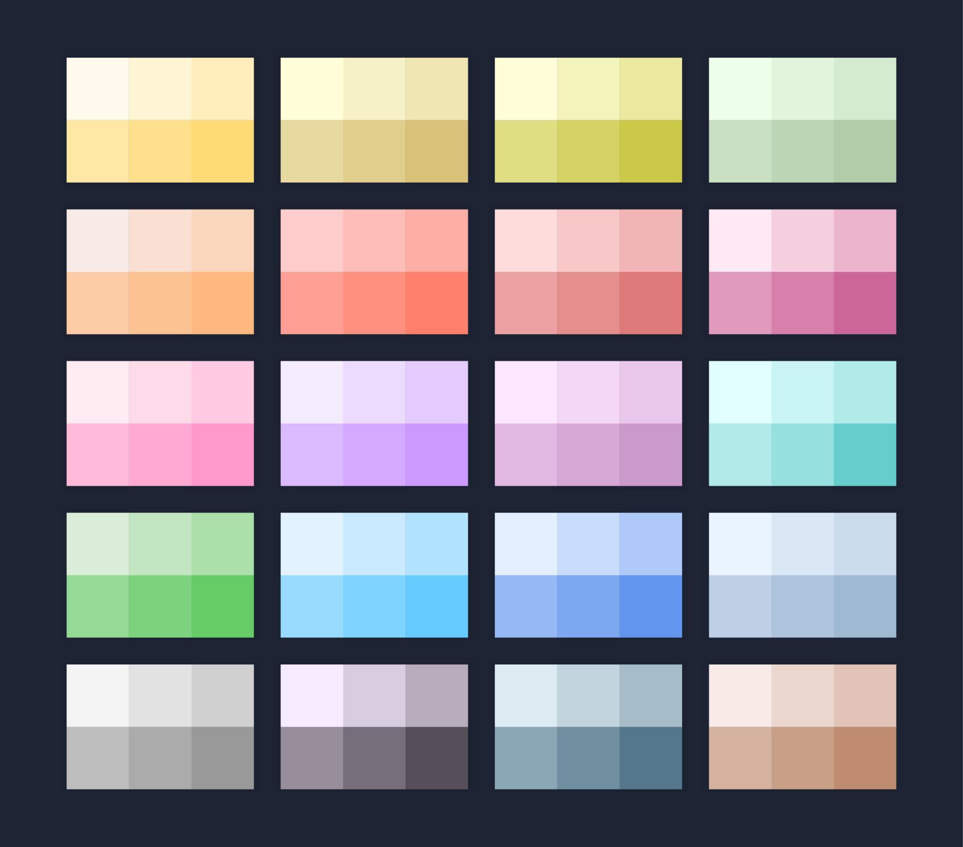 Pastel gradient flat colors palette swatches set 5481846 Vector Art at ...