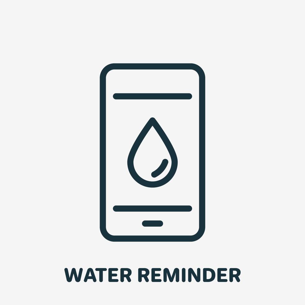 Water Drink Reminder Linear Icon. App of Daily Water Tracker for Mobile ...