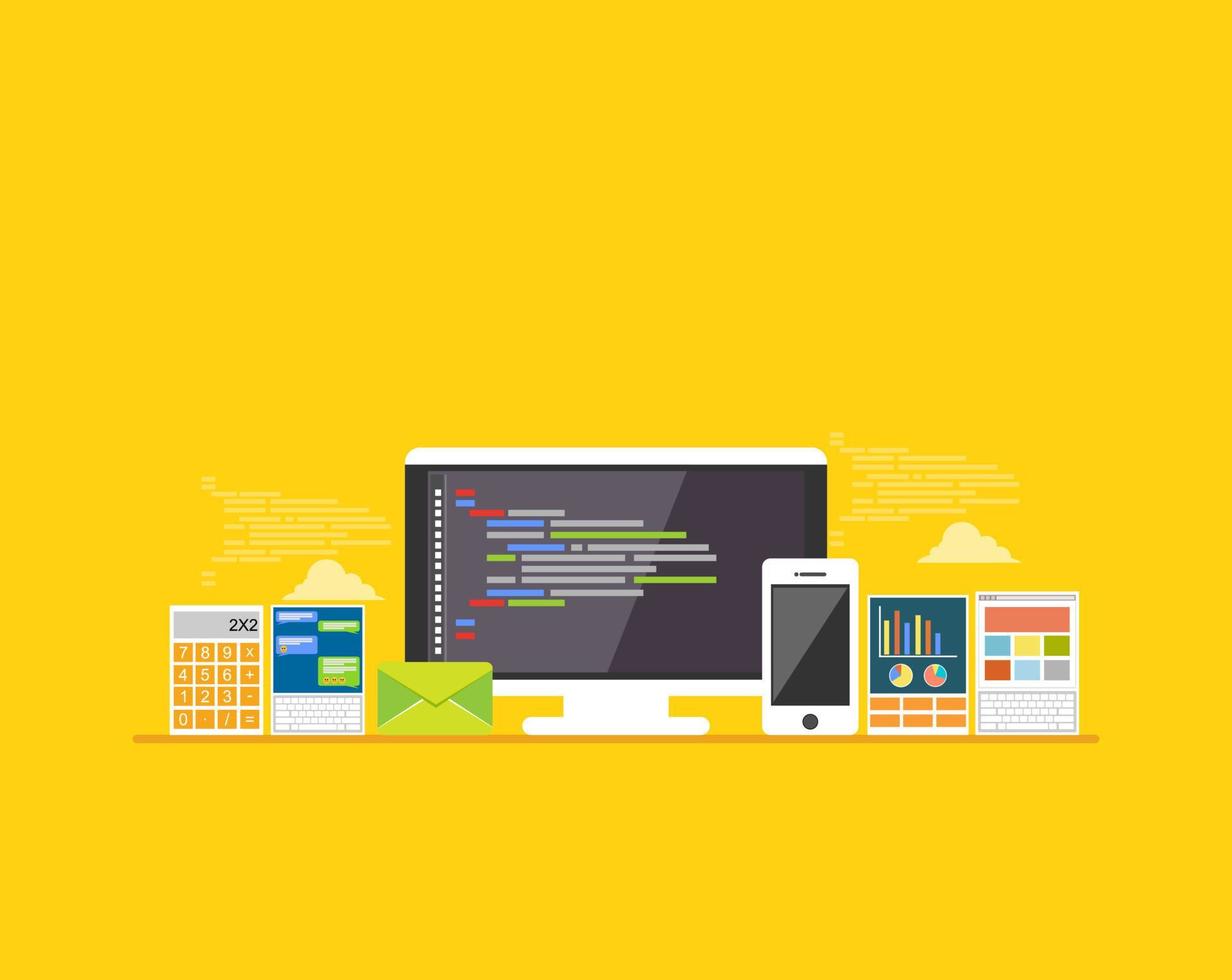 Programming and Coding concept. Modern flat design for Web Banner ... Programming and Coding concept. Modern flat design for Web Banner ...