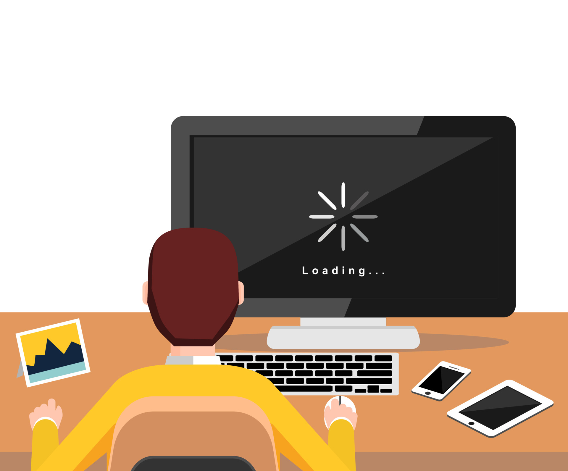 Loading process status. Loading process on computer. Waiting loading ...