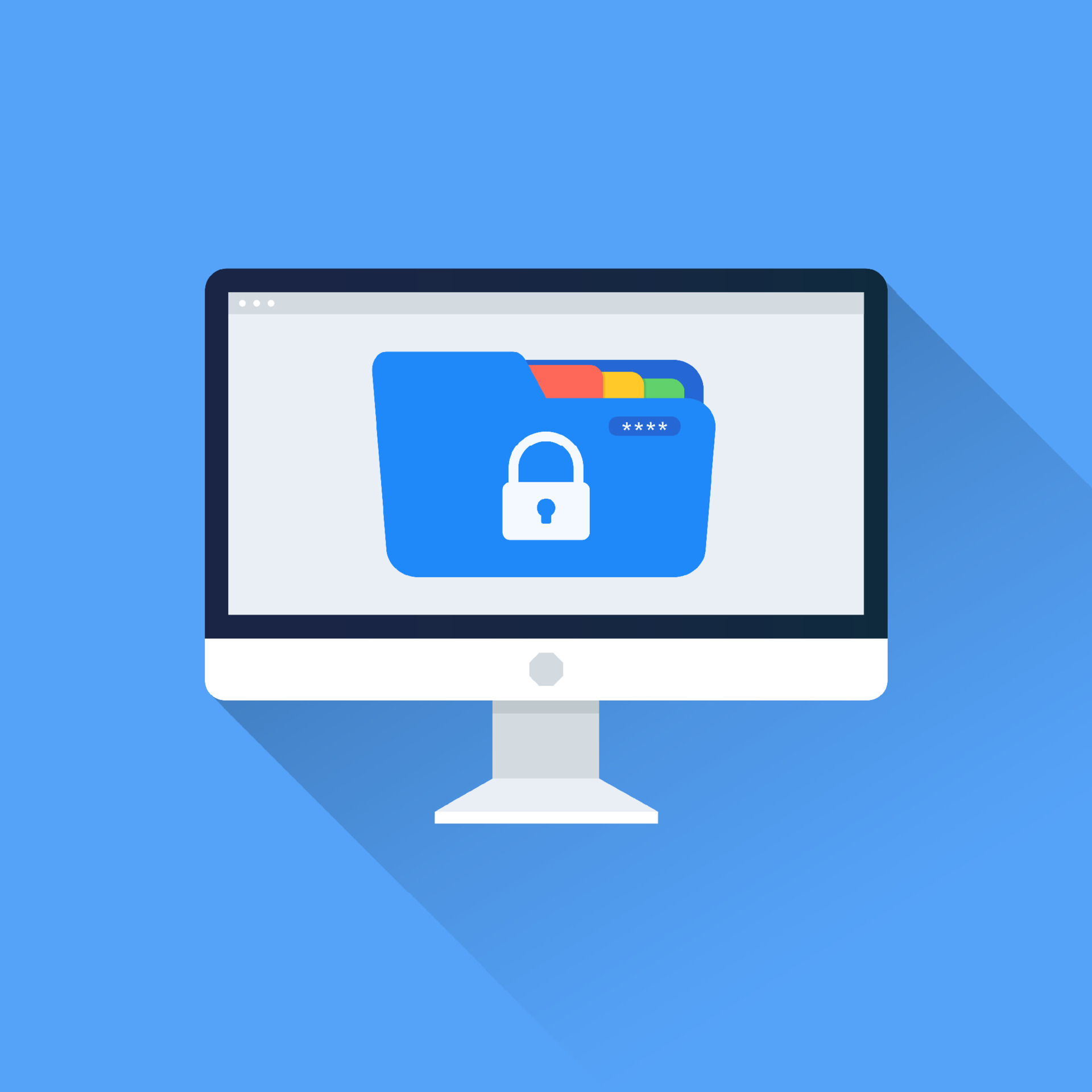 Secure data folder icon on monitor screen vector 5485883 Vector Art at Vecteezy