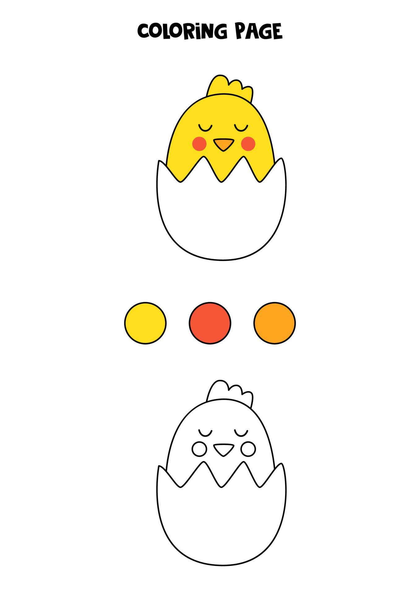 Color cute Easter chicken. Worksheet for kids. 5494550 Vector Art at ...