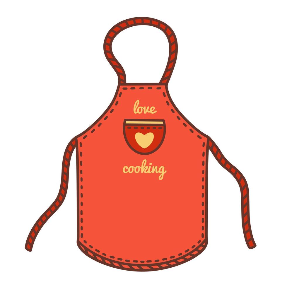 Apron vector icon. Hand-drawn color illustration isolated on white ...