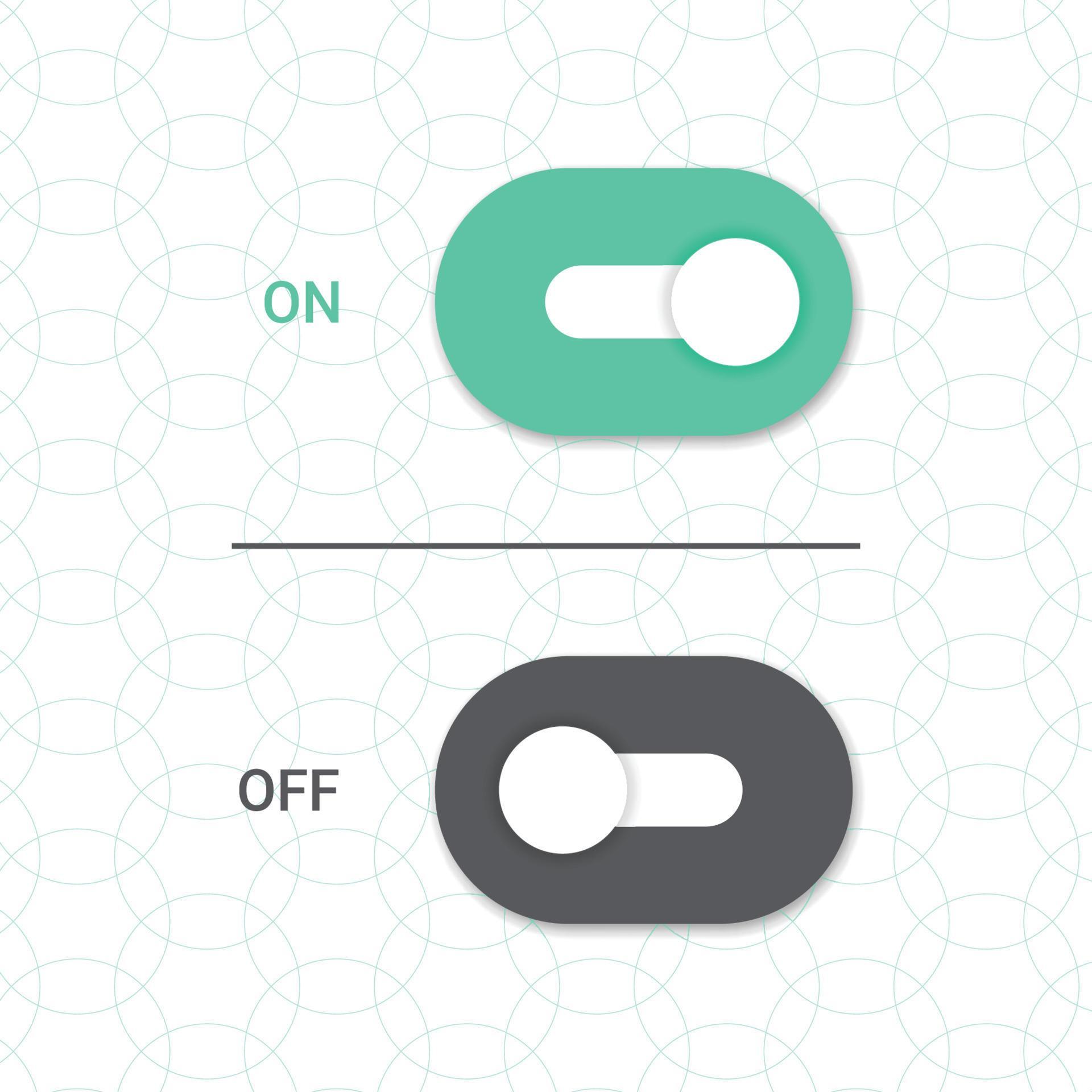 On and off toggle switch buttons. Material design switch buttons ...