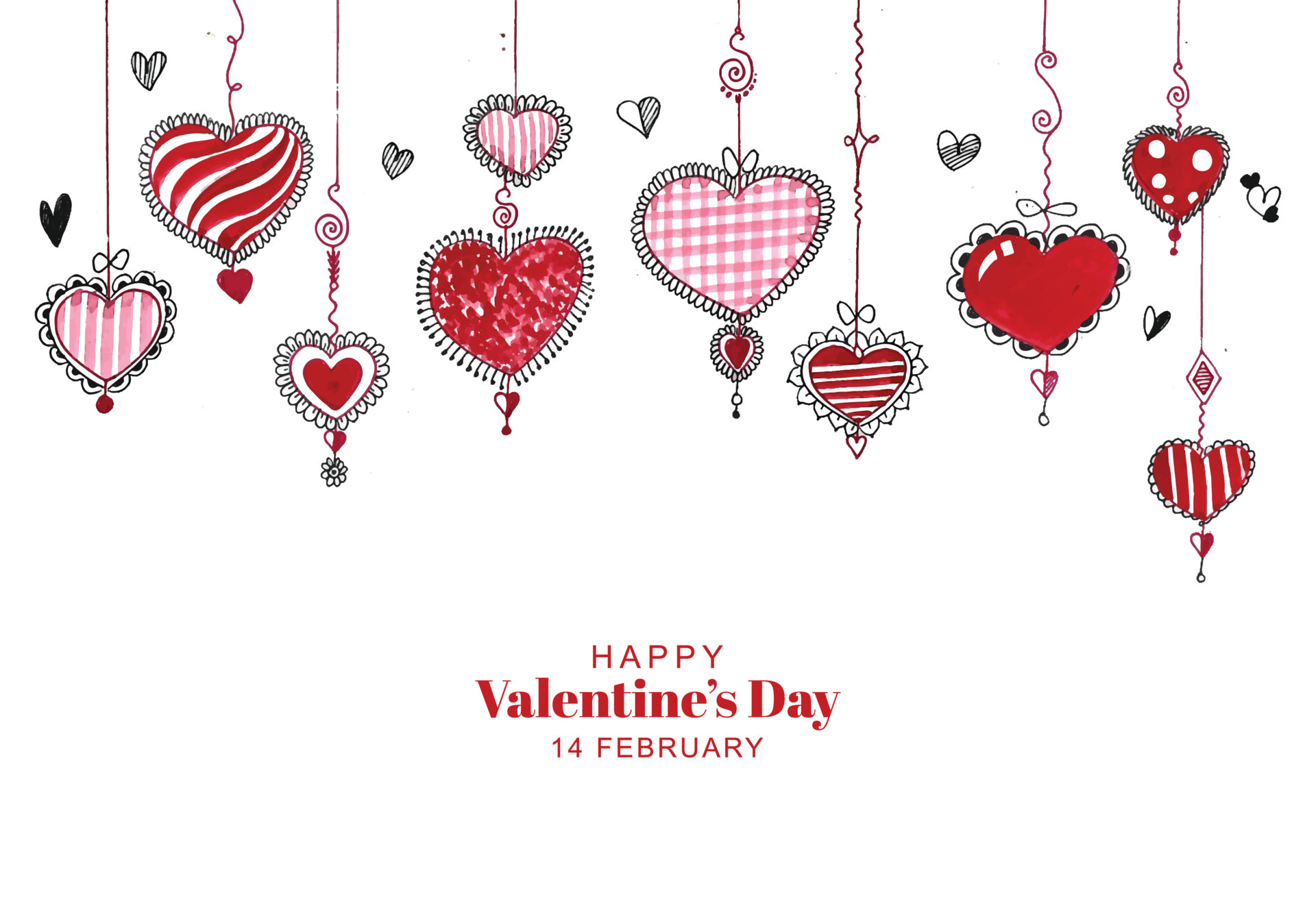 Hanging hearts decorative for valentines day card design 5508559 Vector ...