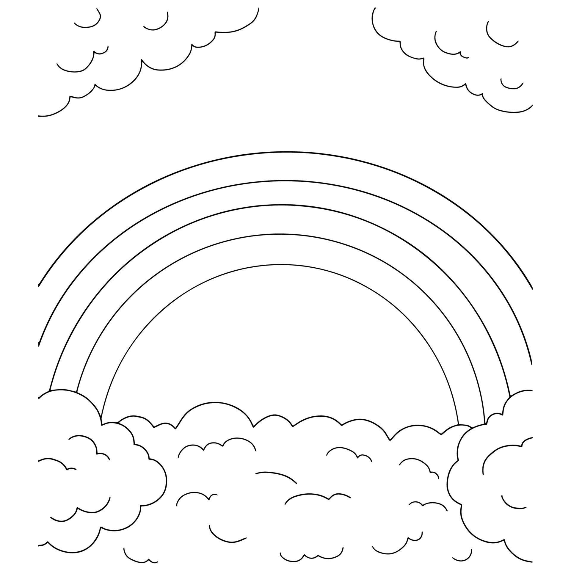 Rainbow on clouds. Coloring book page for kids. Cartoon style. Vector ...