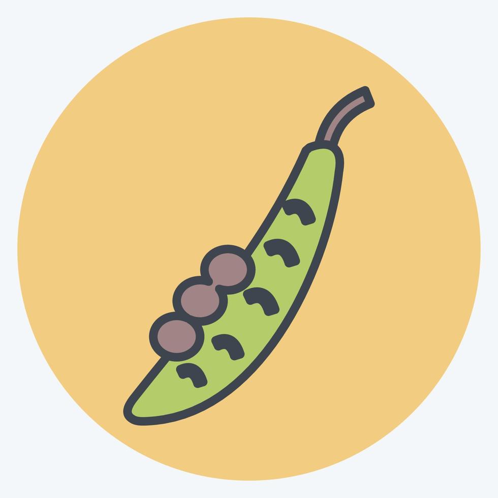 Peas Icon in trendy color mate style isolated on soft blue background ...