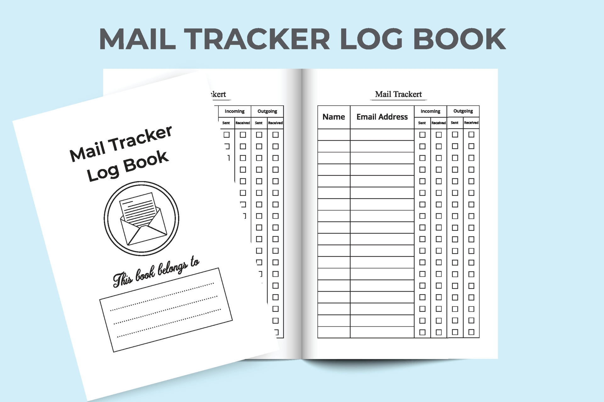 Mail checker log book interior. Mail checklist notebook template. Mail ... Mail checker log book interior. Mail checklist notebook template. Mail ...