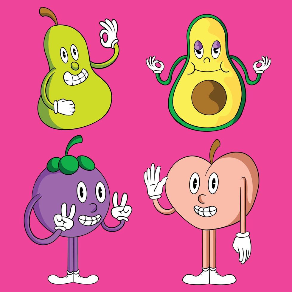 Variety of fantastic fruit characters collection 5529613 Vector Art at ...