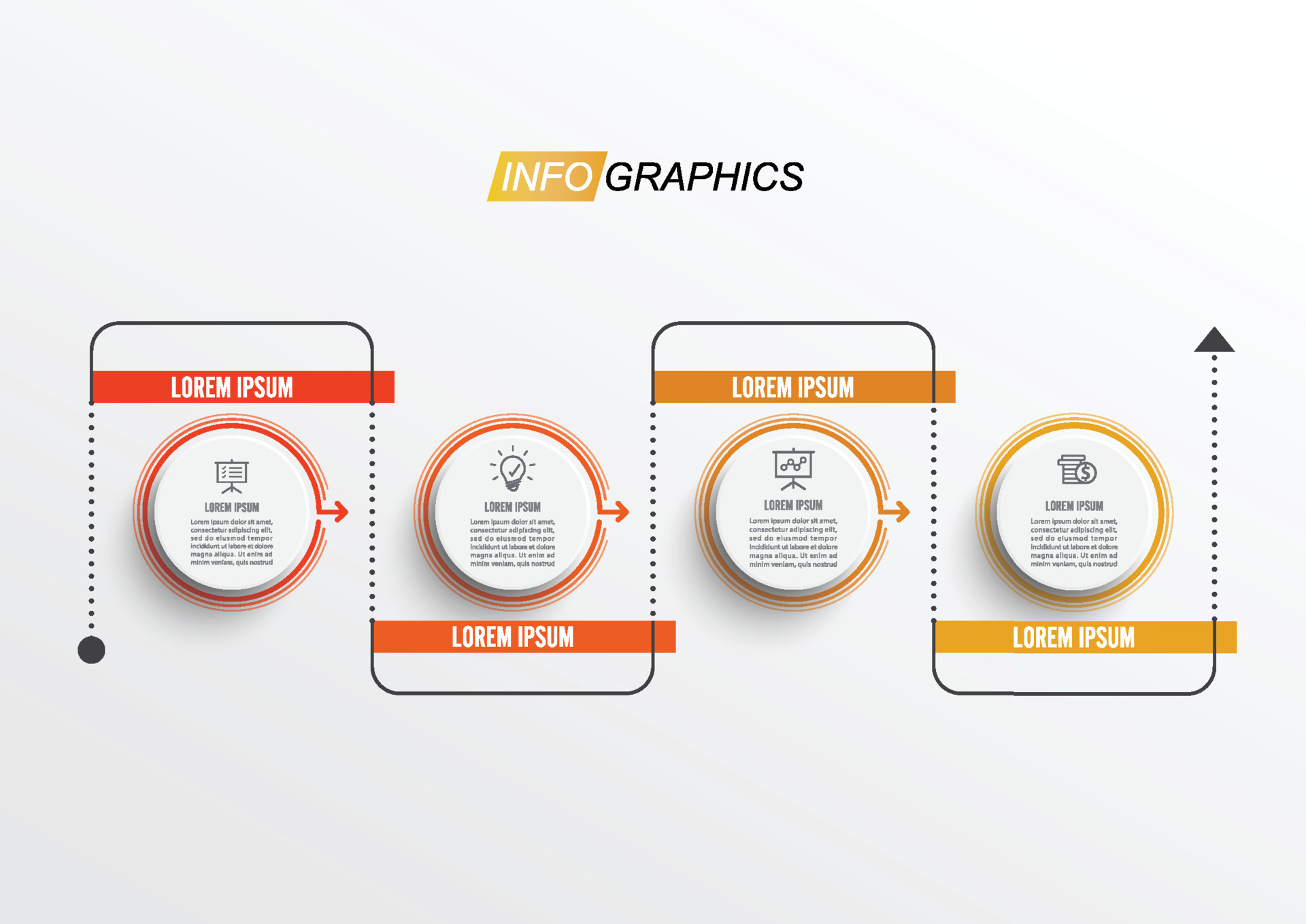 Thin line minimal infographic design template with 4 options or steps ...
