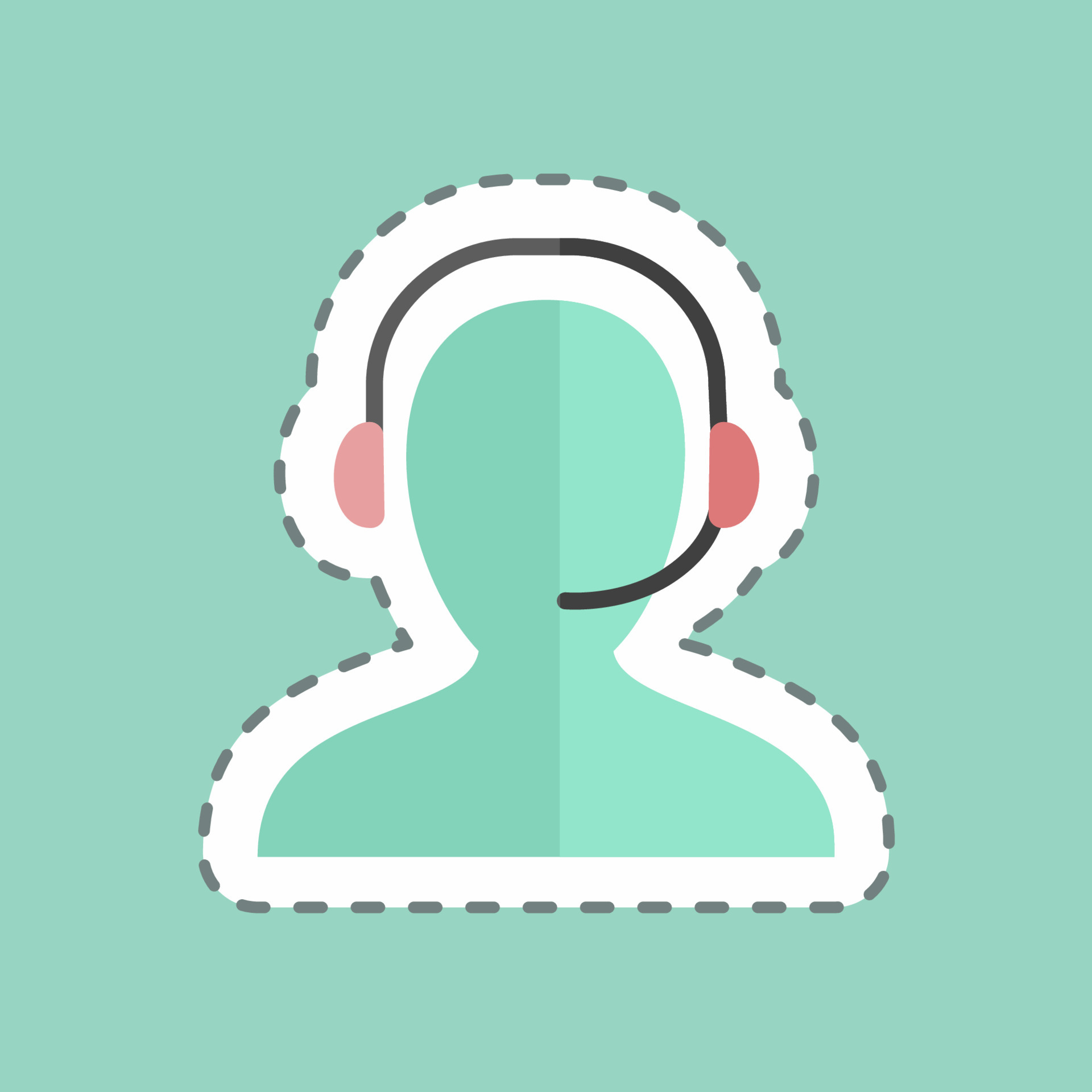 Team Support Sticker In Trendy Line Cut Isolated On Blue Background team-support-sticker-in-trendy-line-cut-isolated-on-blue-background