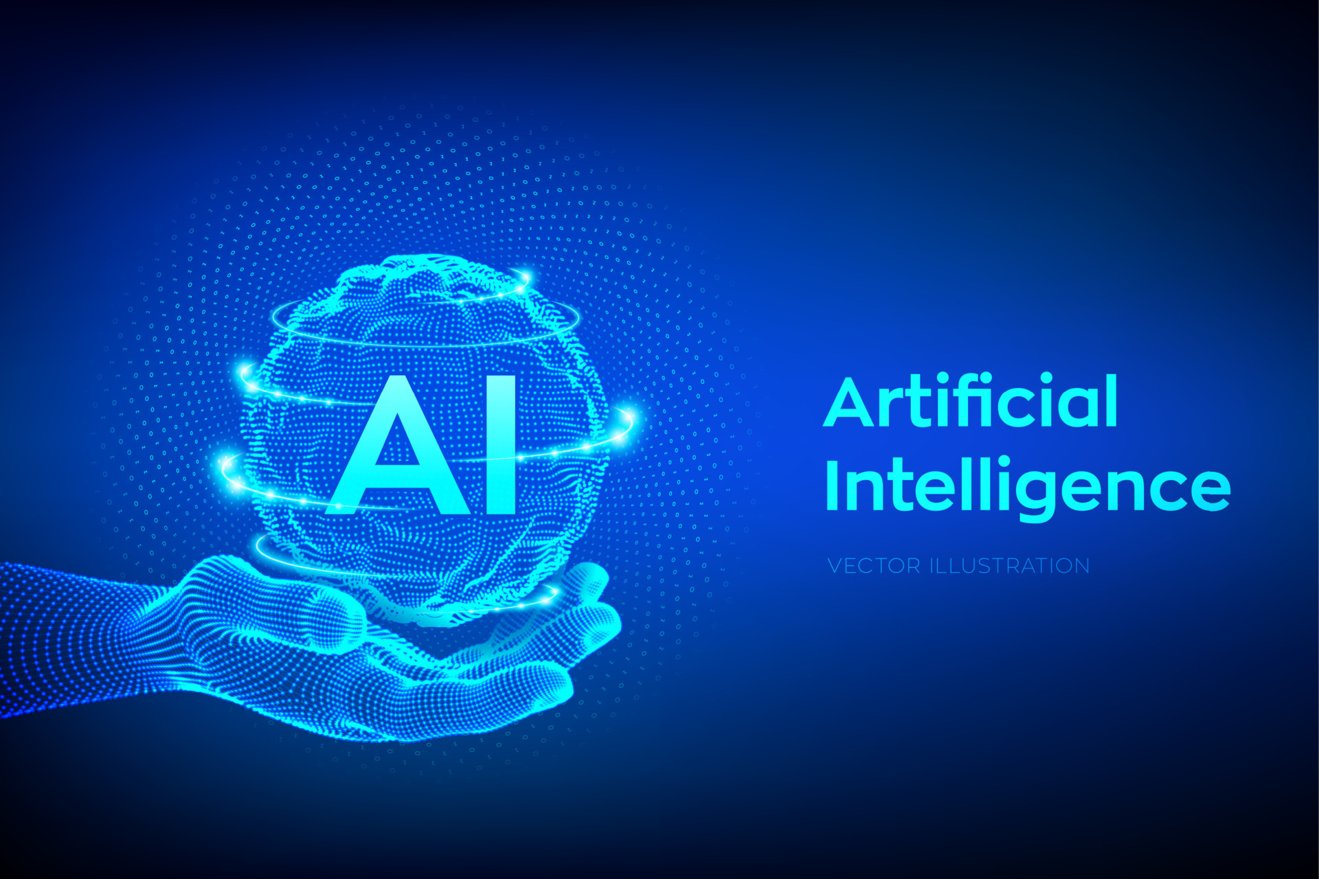 AI. Artificial Intelligence Logo in hand. Artificial Intelligence and Machine Learning Concept ...