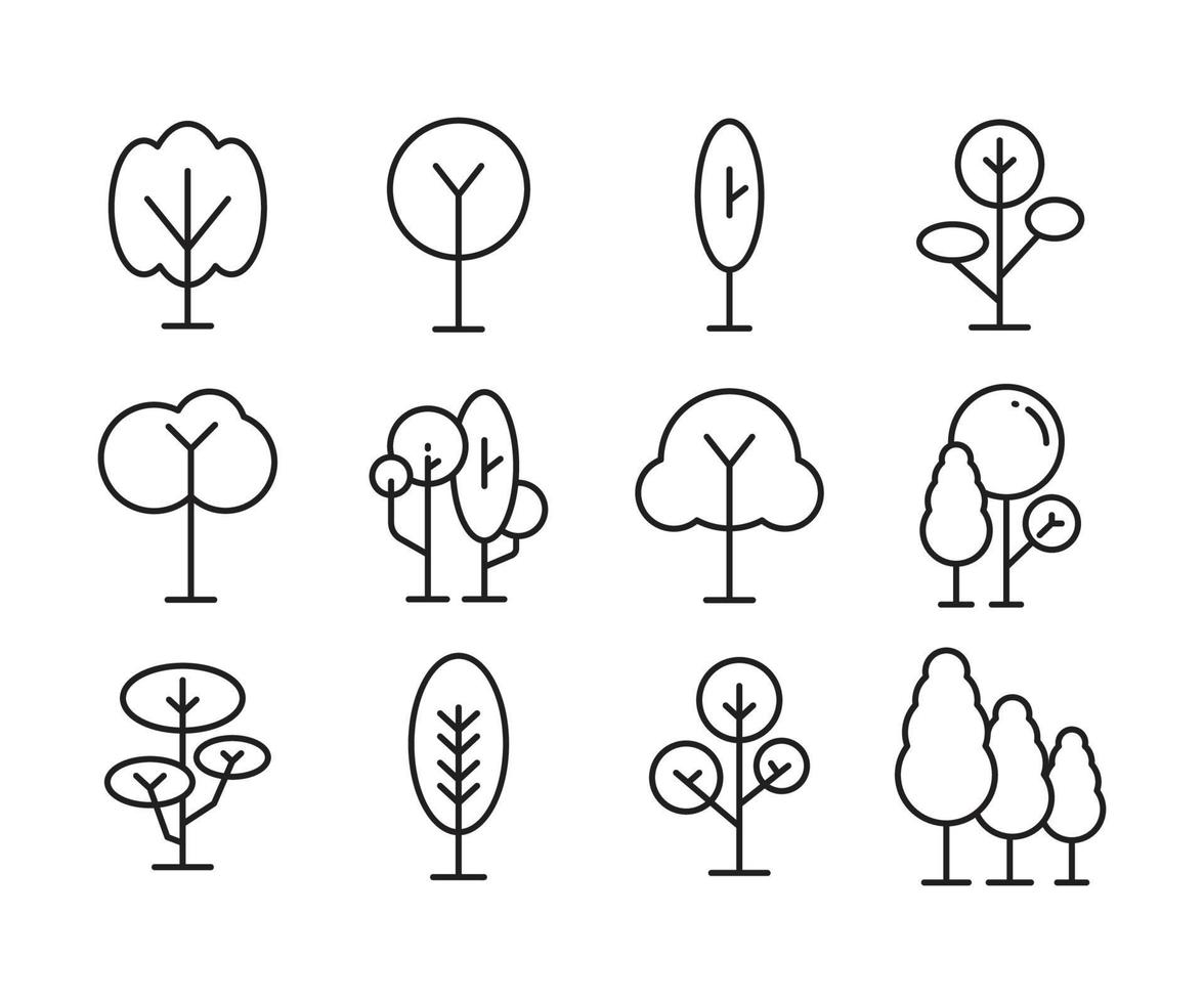 tree icons vector set 5544848 Vector Art at Vecteezy