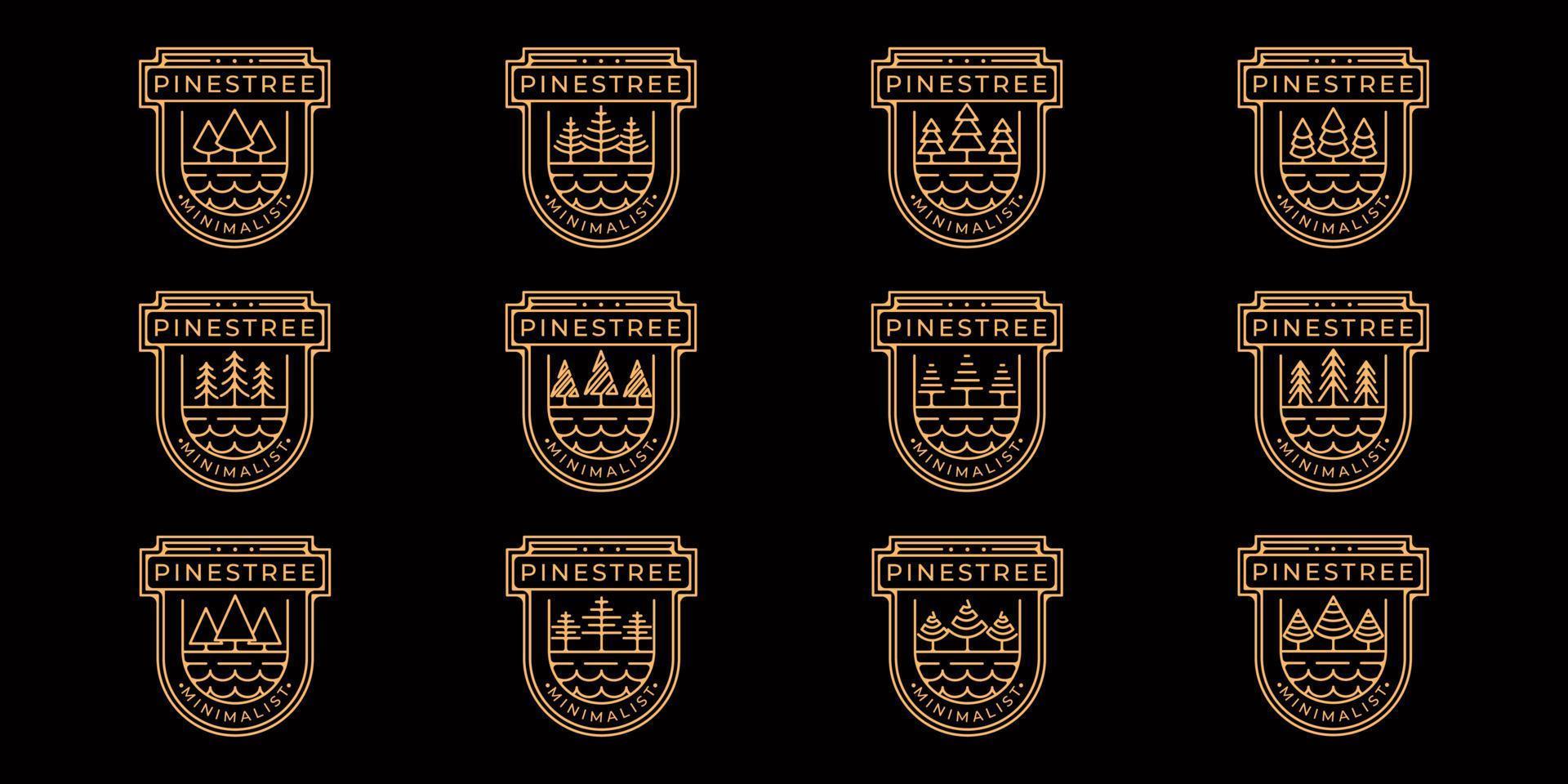 set of pines tree logo line art simple vector illustration template ...