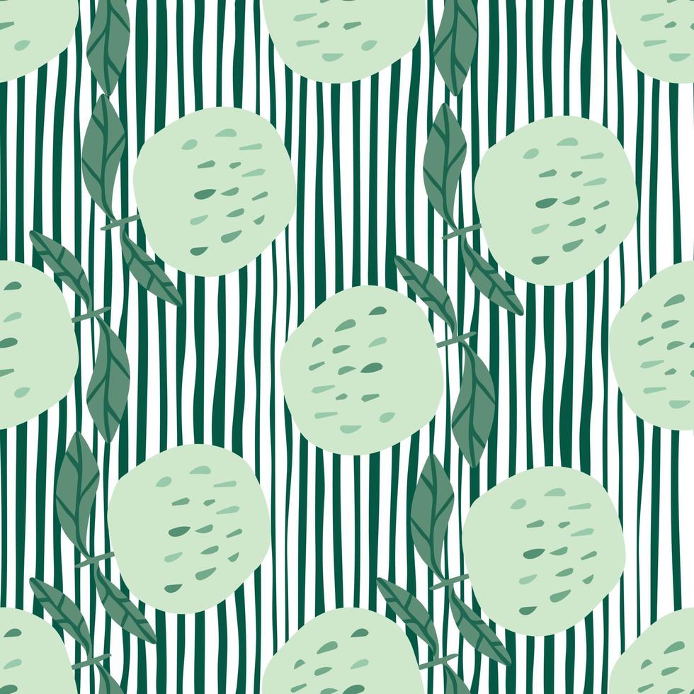 Green Apples Seamless Pattern Botanical Print Stripes Background