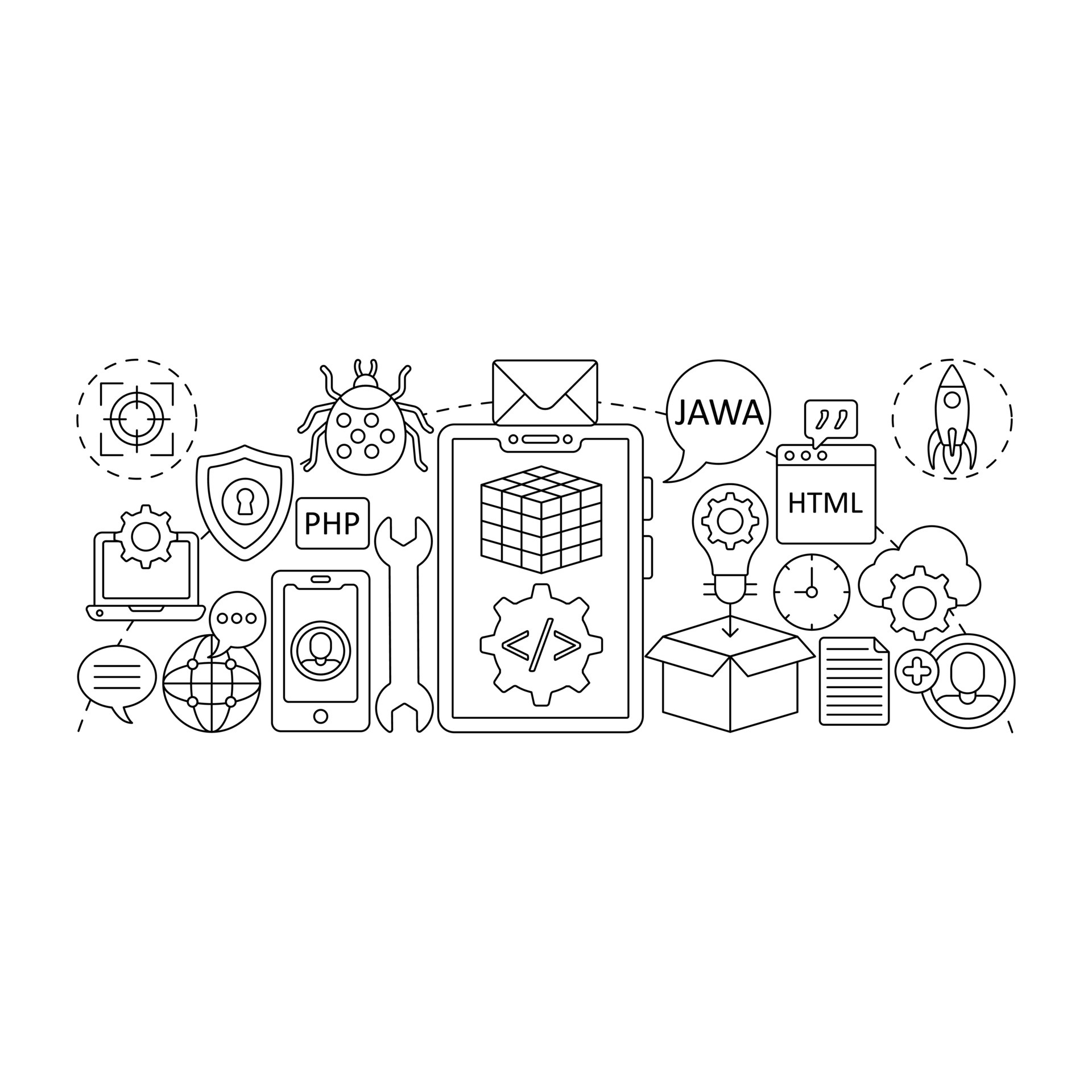 Editable design illustration of mobile coding 5565533 Vector Art at ...