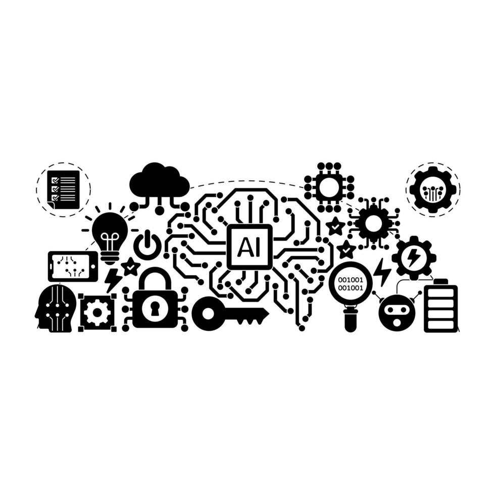 solid design illustration of artificial intelligence 5565619 Vector Art ...