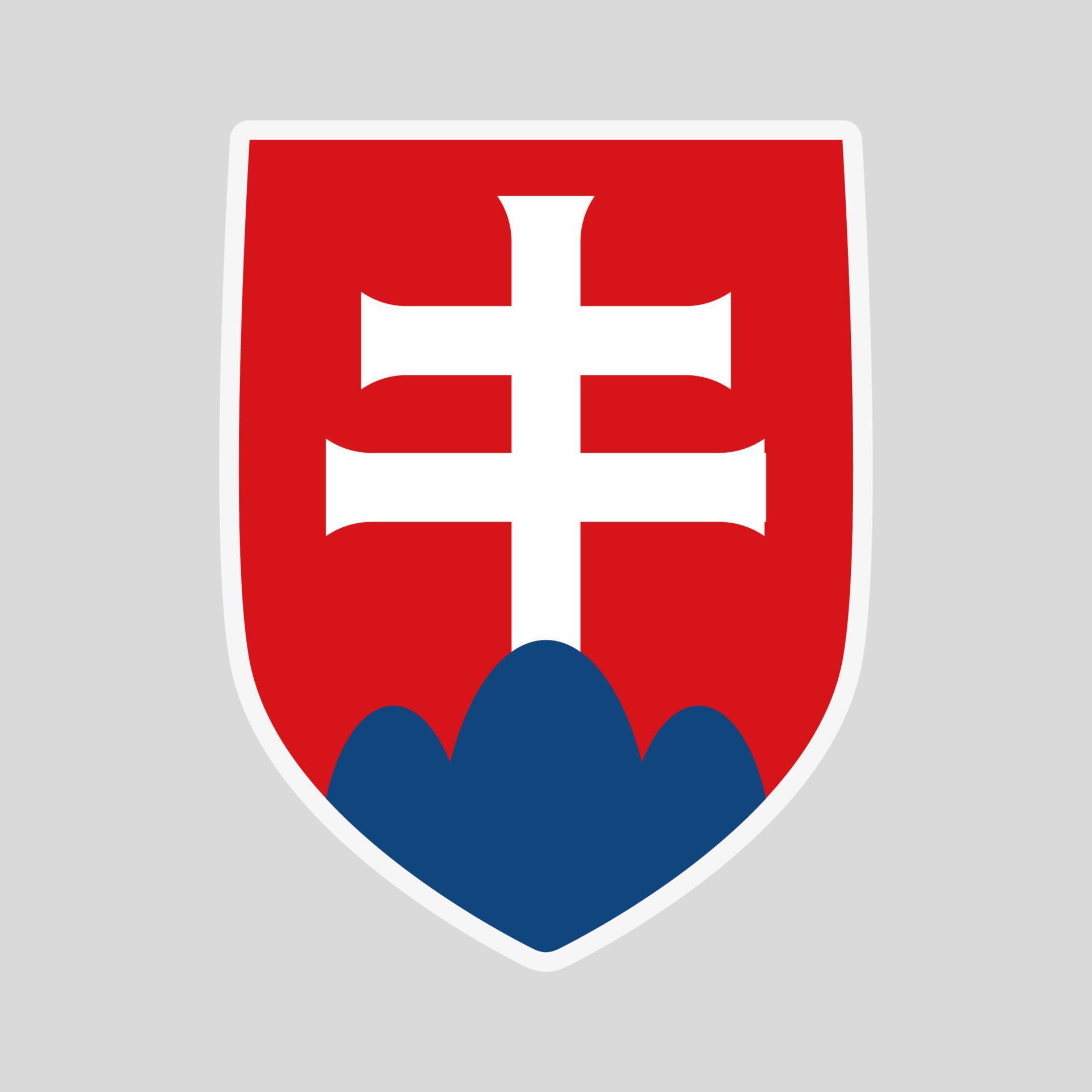Vector illustration of emblem of Slovakia. Slovak emblem isolated on light gray background ...
