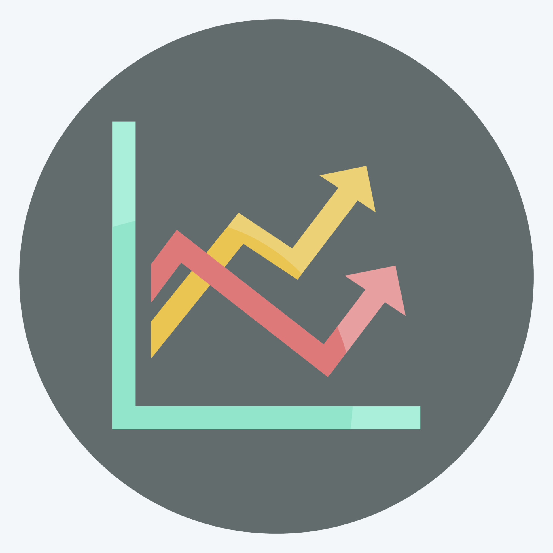 Multiple Line Graph Icon In Trendy Flat Style Isolated On Soft Blue