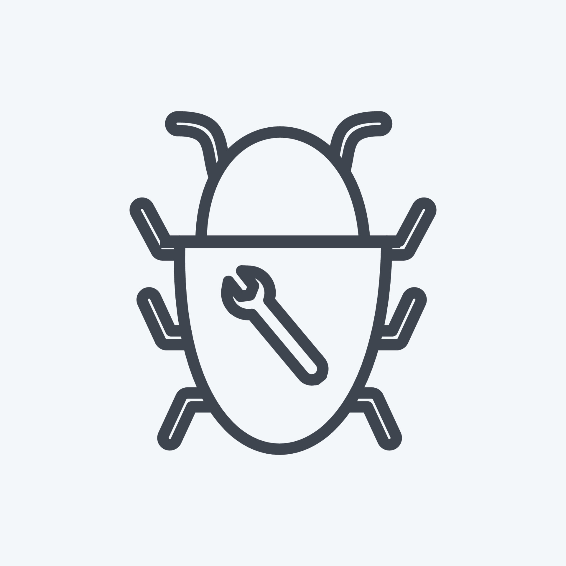 Bug Fixing Icon In Trendy Line Style Isolated On Soft Blue Background 5569161 Vector Art At Vecteezy