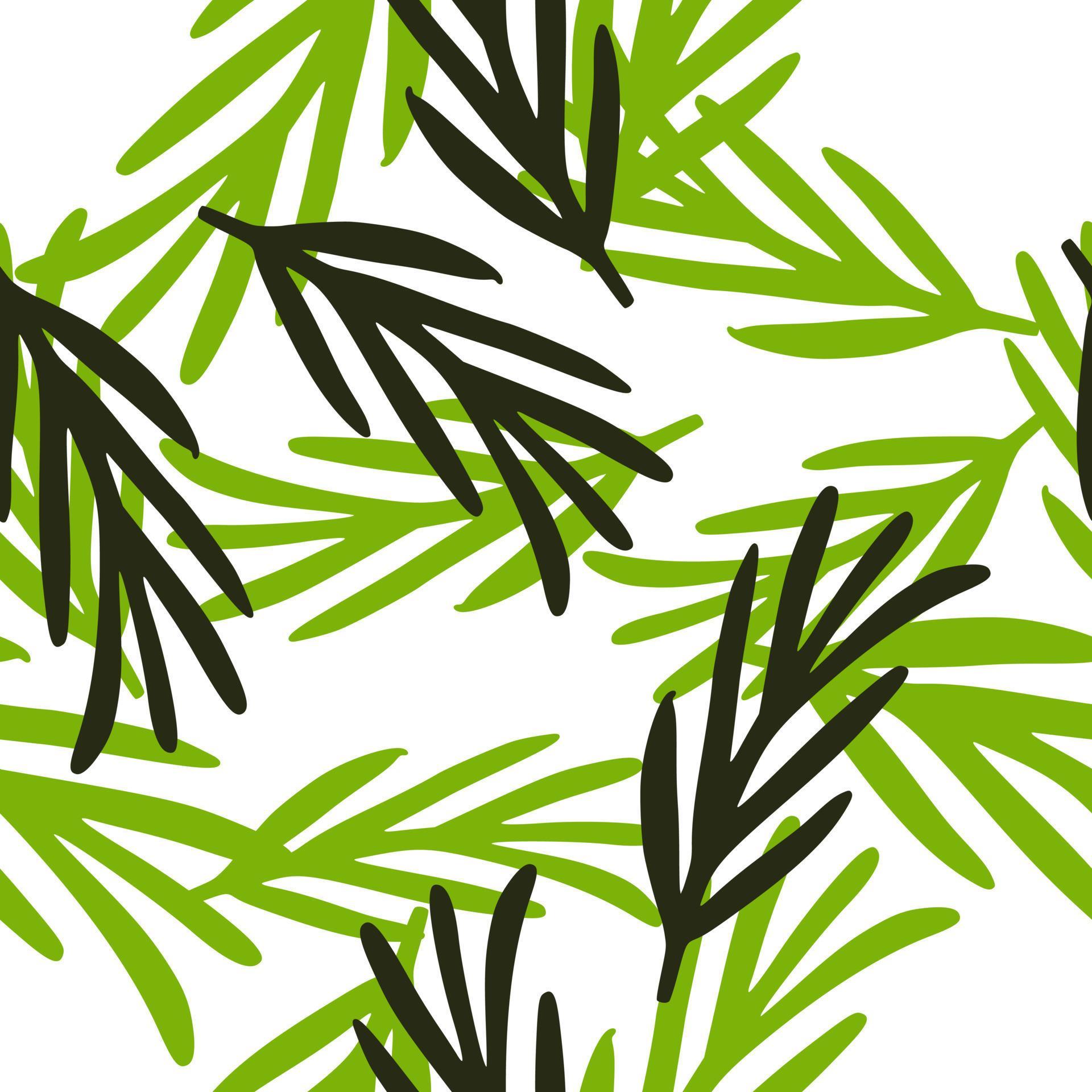 Seamless isolated pattern with simple green and black random rosemary shapes. Light background ...