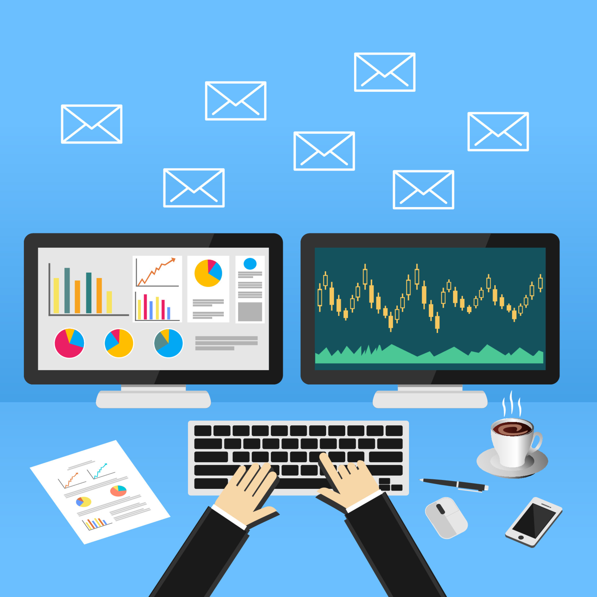 Business research data economy statistics concept. Businessman working ... Business research data economy statistics concept. Businessman working ...
