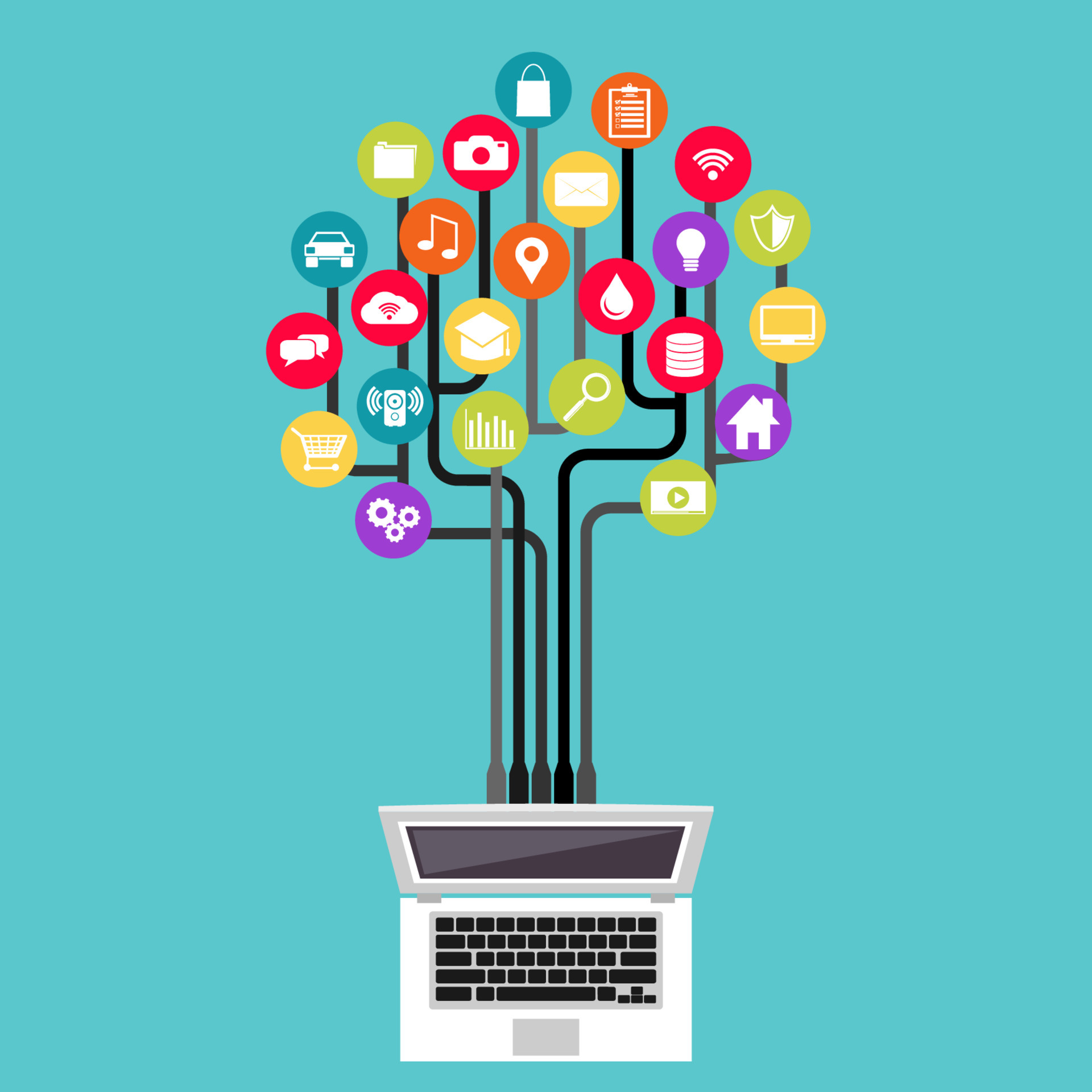 Integration system connection. Computer application. 5579874 Vector Art ...