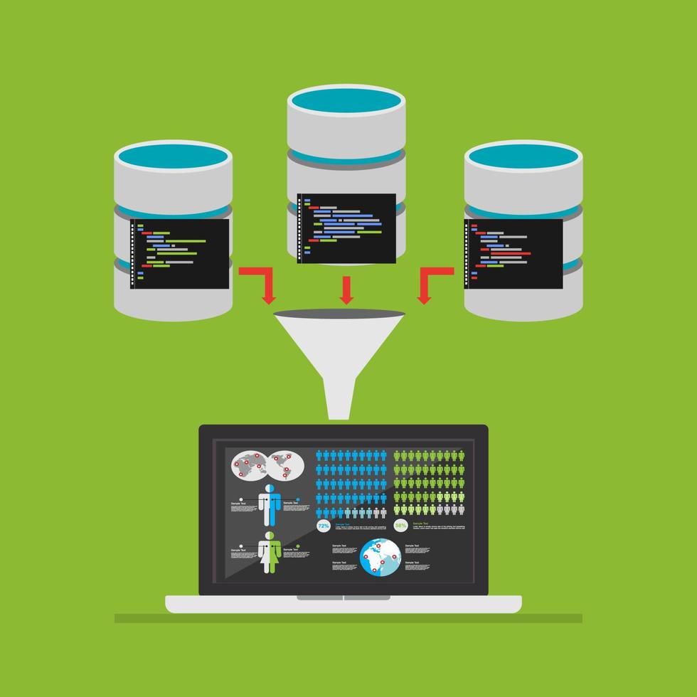 extraer información de la base de datos. ilustración del concepto de ... extraer información de la base de datos. ilustración del concepto de ...