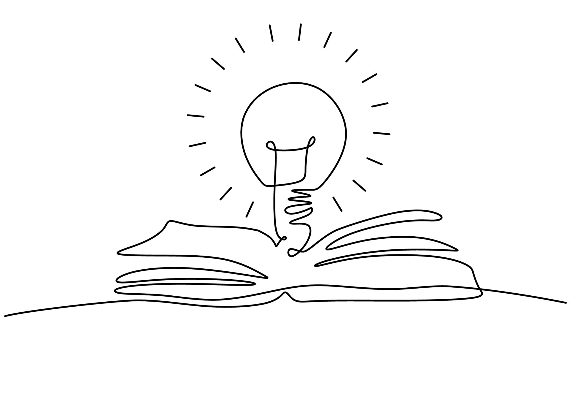 One continuous single line of light lamp on the book 5580170 Vector Art ...