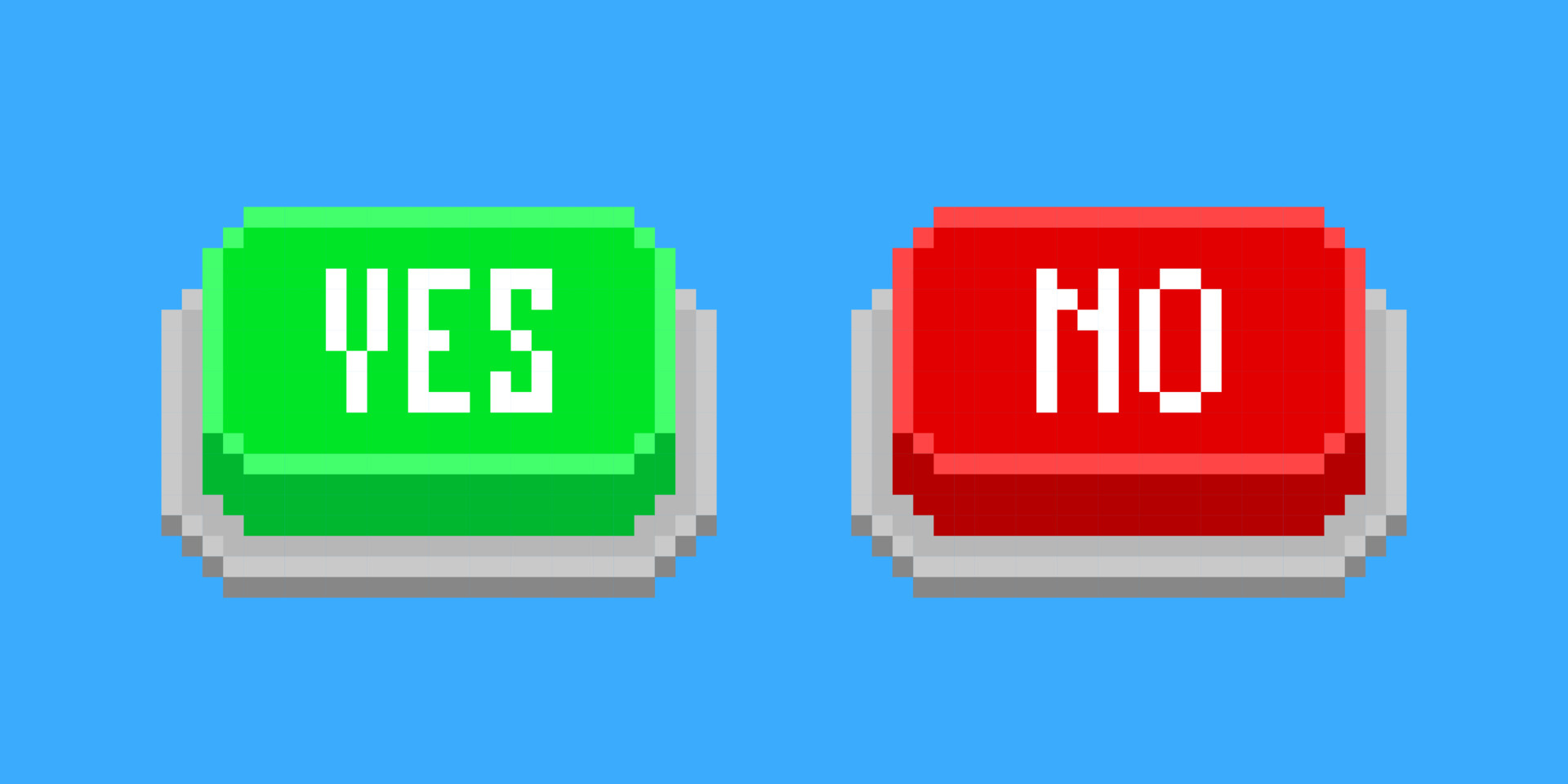 Yes and no button in pixel art style 5585290 Vector Art at Vecteezy