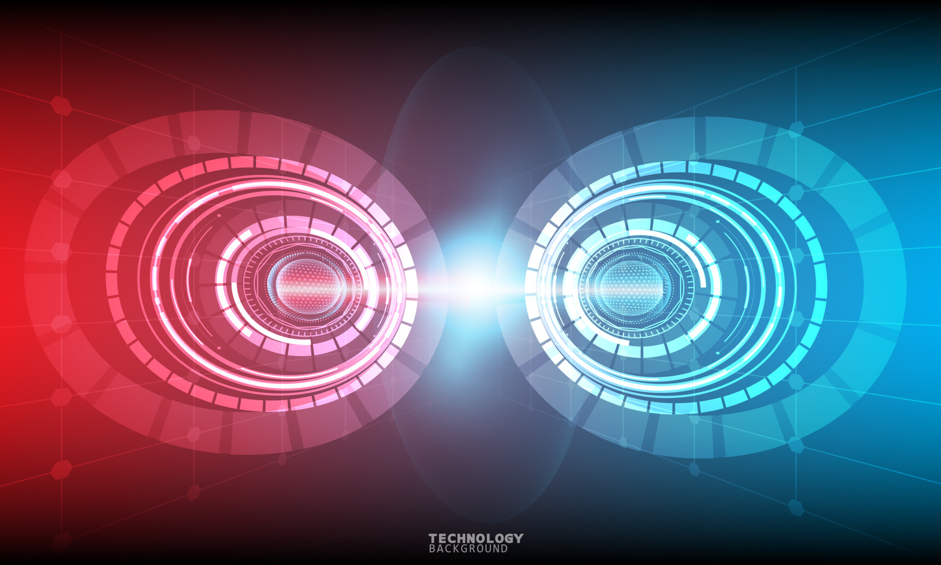 Technology Background Blue And Red Neon Effect Circuit Board Concept Hi Tech Digital