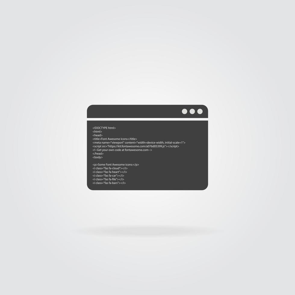 Programming Window With Code Of Css Web Browser Page With Code On Grey Background Vector