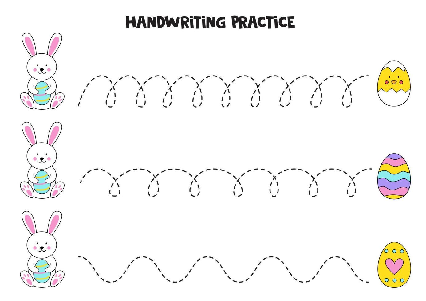 Tracing lines with cute Easter bunnies. Writing practice. 5598036 ...