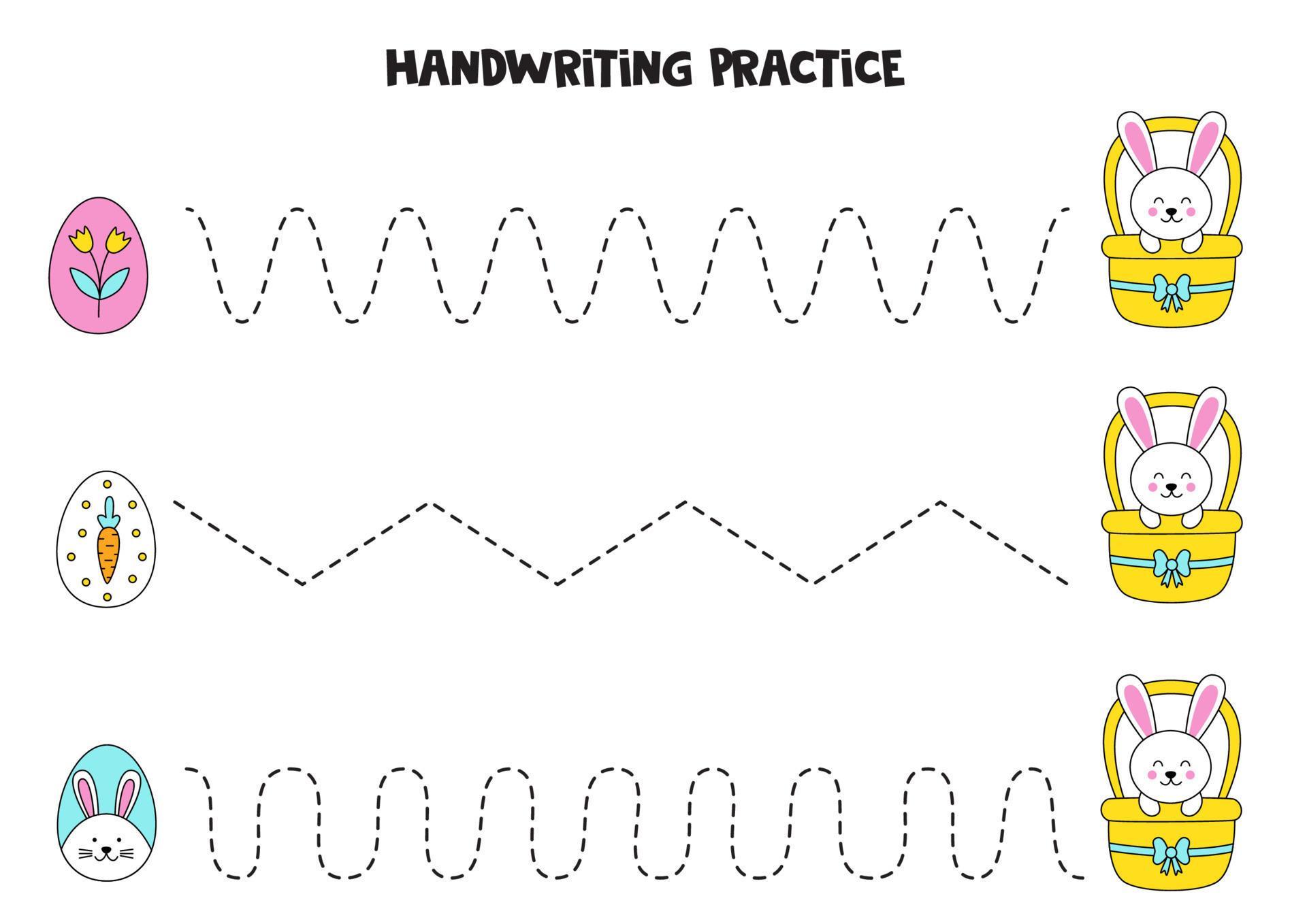 Tracing lines with cute Easter bunnies. Writing practice. 5598038 ...
