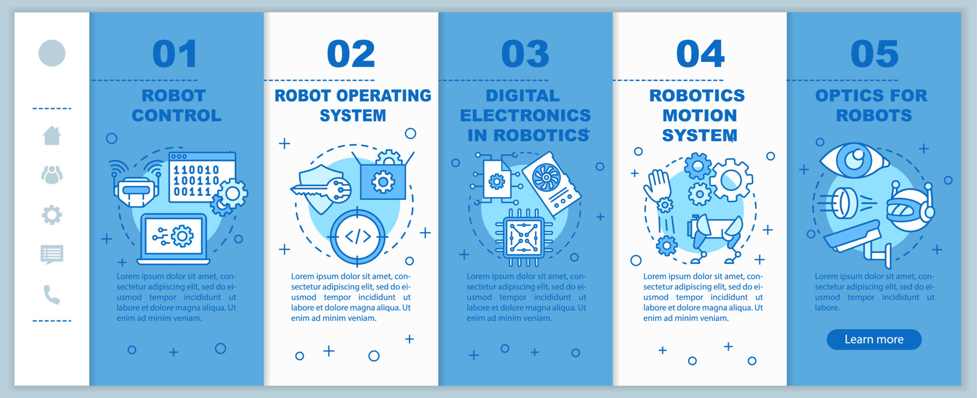 Robotics Courses Onboarding Mobile Web Pages Vector Template Automation Responsive Smartphone