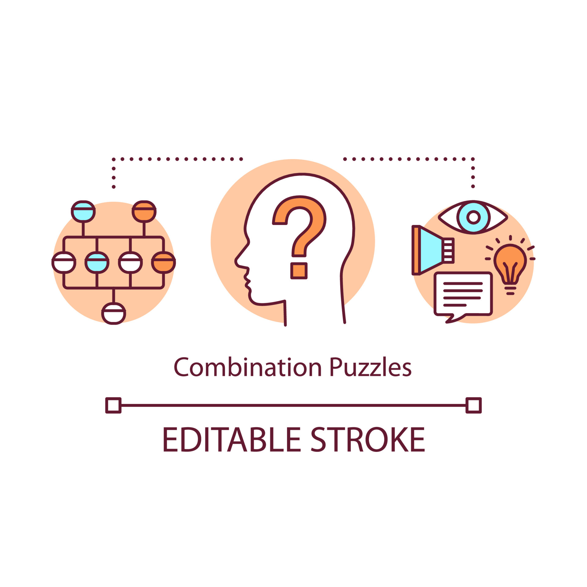 Combination Puzzles Concept Icon Strategy Game Solving Algorithm Idea Thin Line Illustration