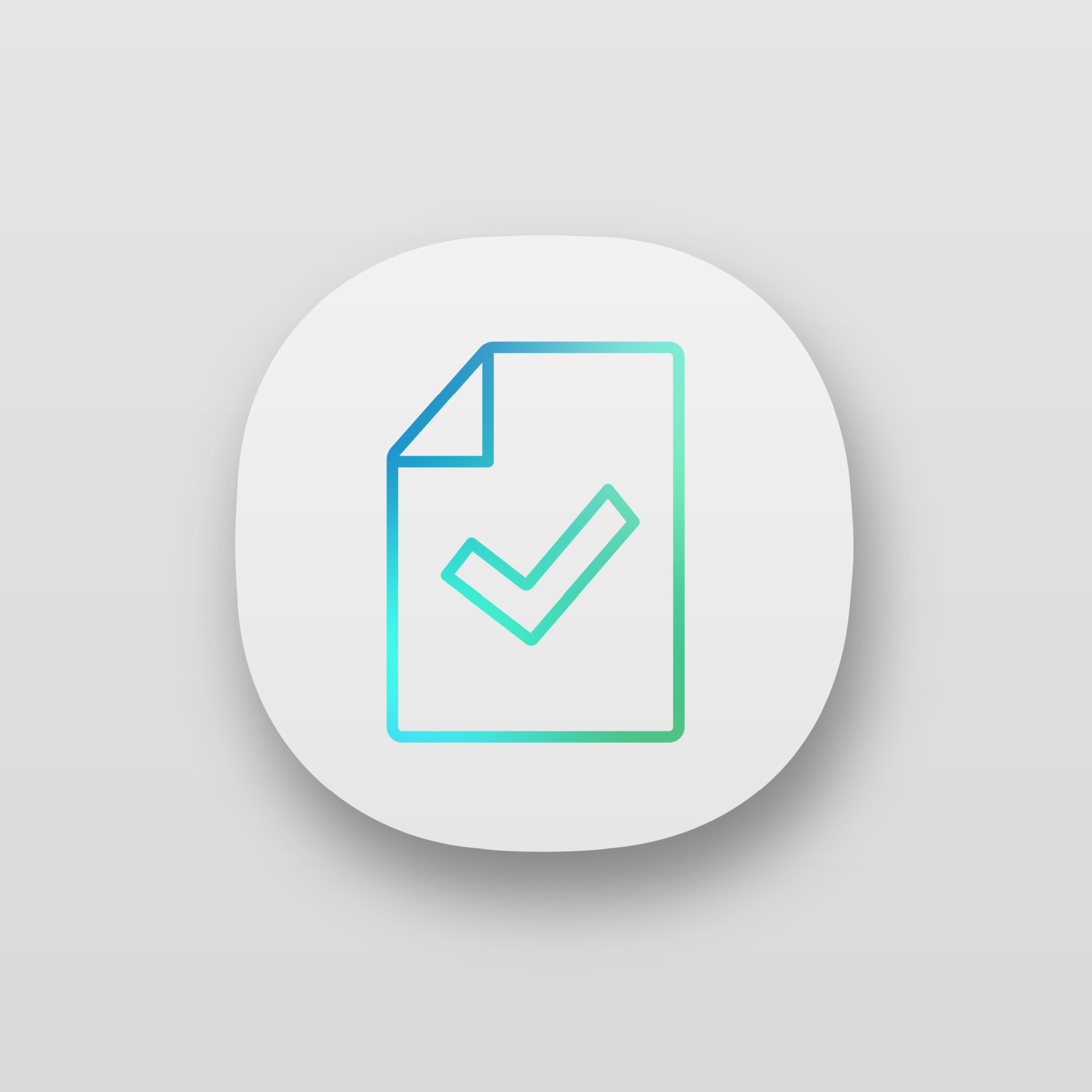 Document verification app icon. Test or exam successfully completed. UI ...