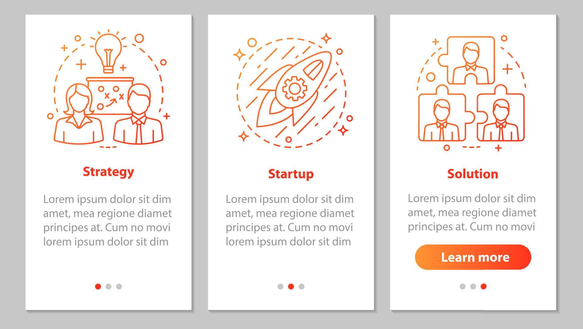 Business Development Onboarding Mobile App Page Screen With Linear