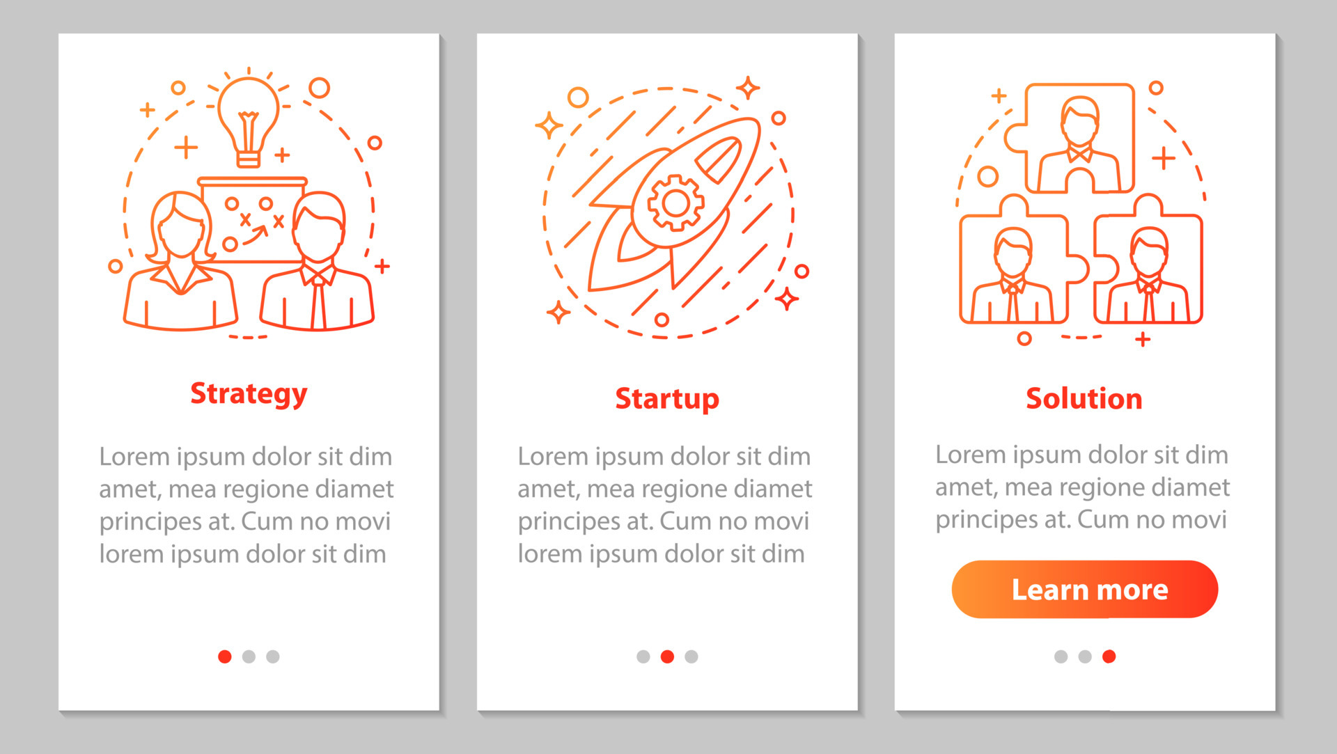 Business Development Onboarding Mobile App Page Screen With Linear Concepts Cooperation And