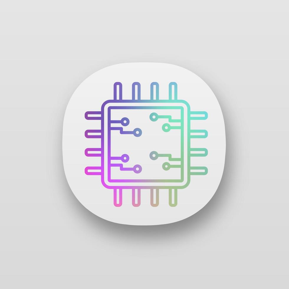 Processor With Electronic Circuits App Icon Ui Ux Interface