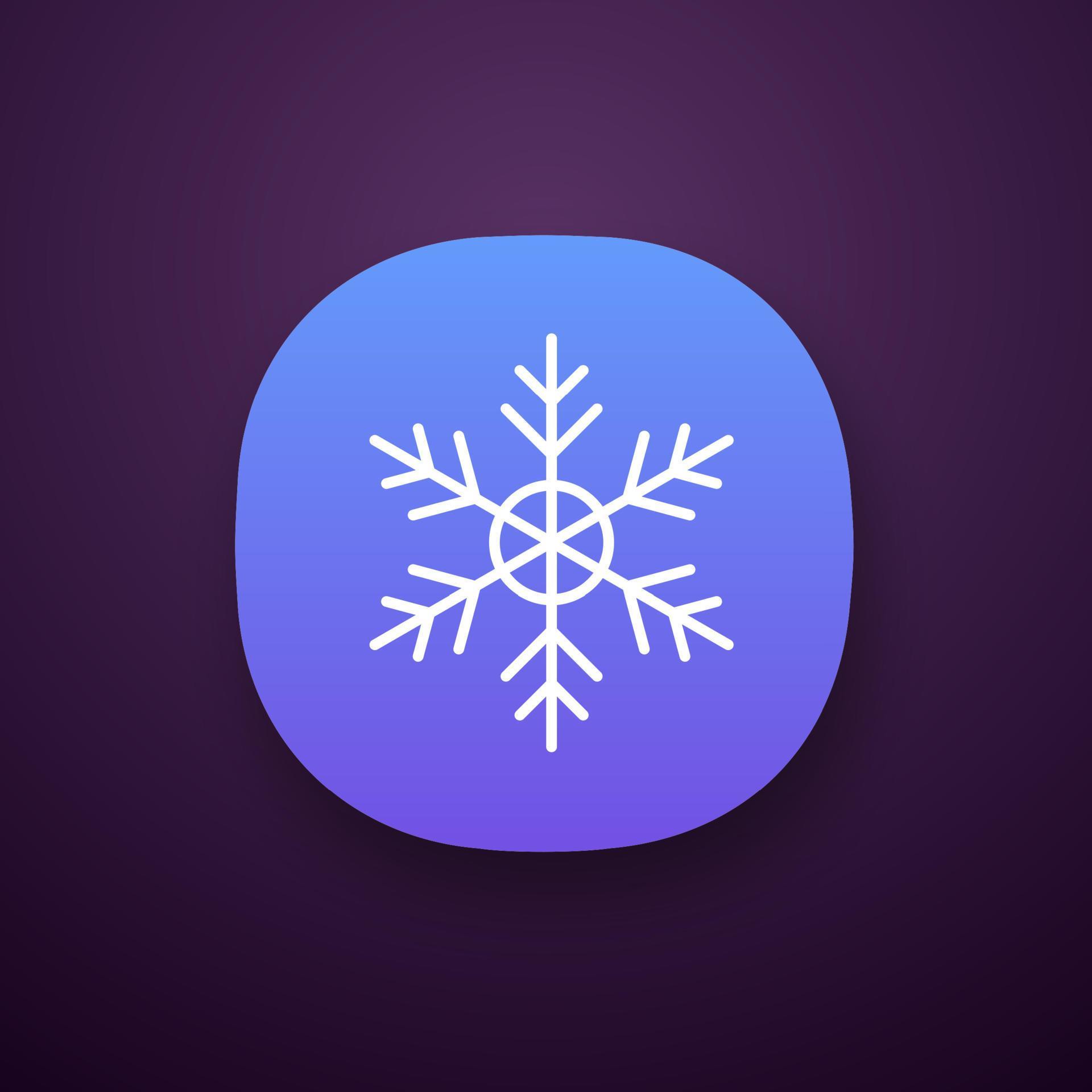 Snowflake app icon. UI UX user interface. Frosty weather. Air cooling ...