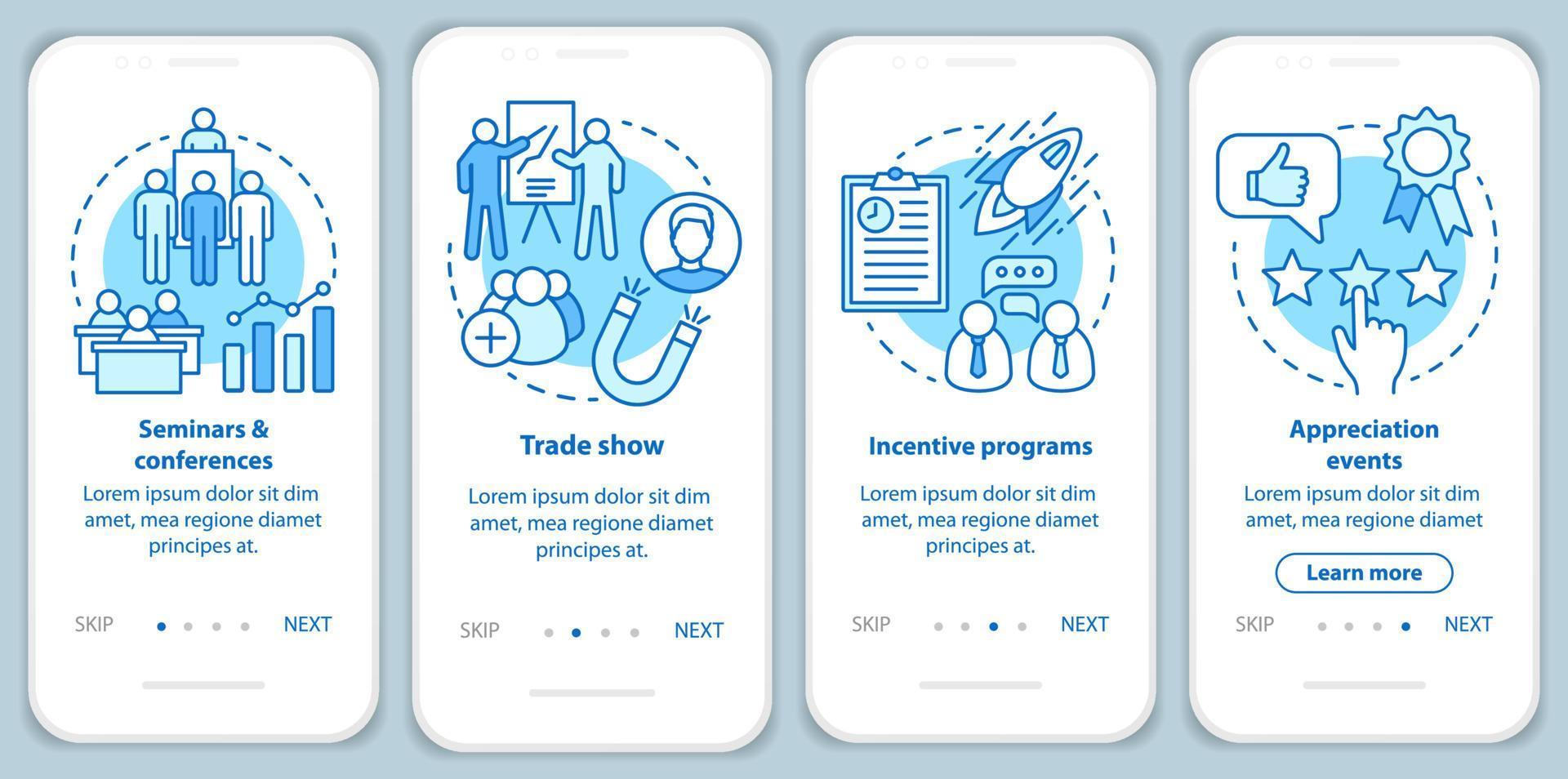 Corporate Event Management Onboarding Mobile App Page Screen With
