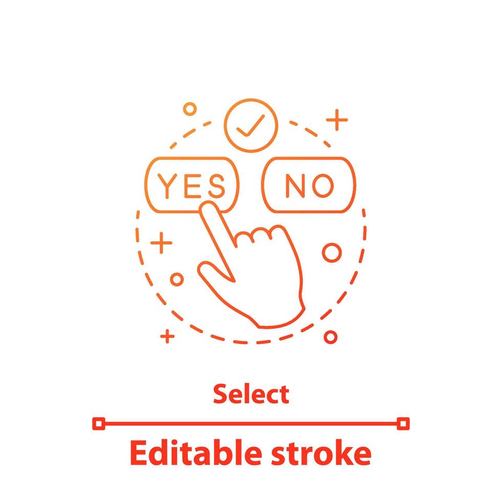 Select Concept Icon Accept And Decline Approve And Delete Yes Or No Click Choosing Idea Thin