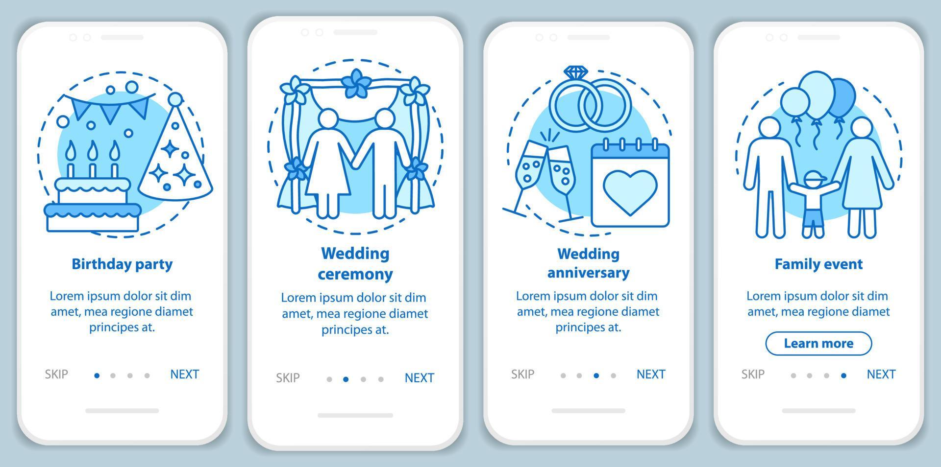 Event Management Planning Services Onboarding Mobile App Page Screen