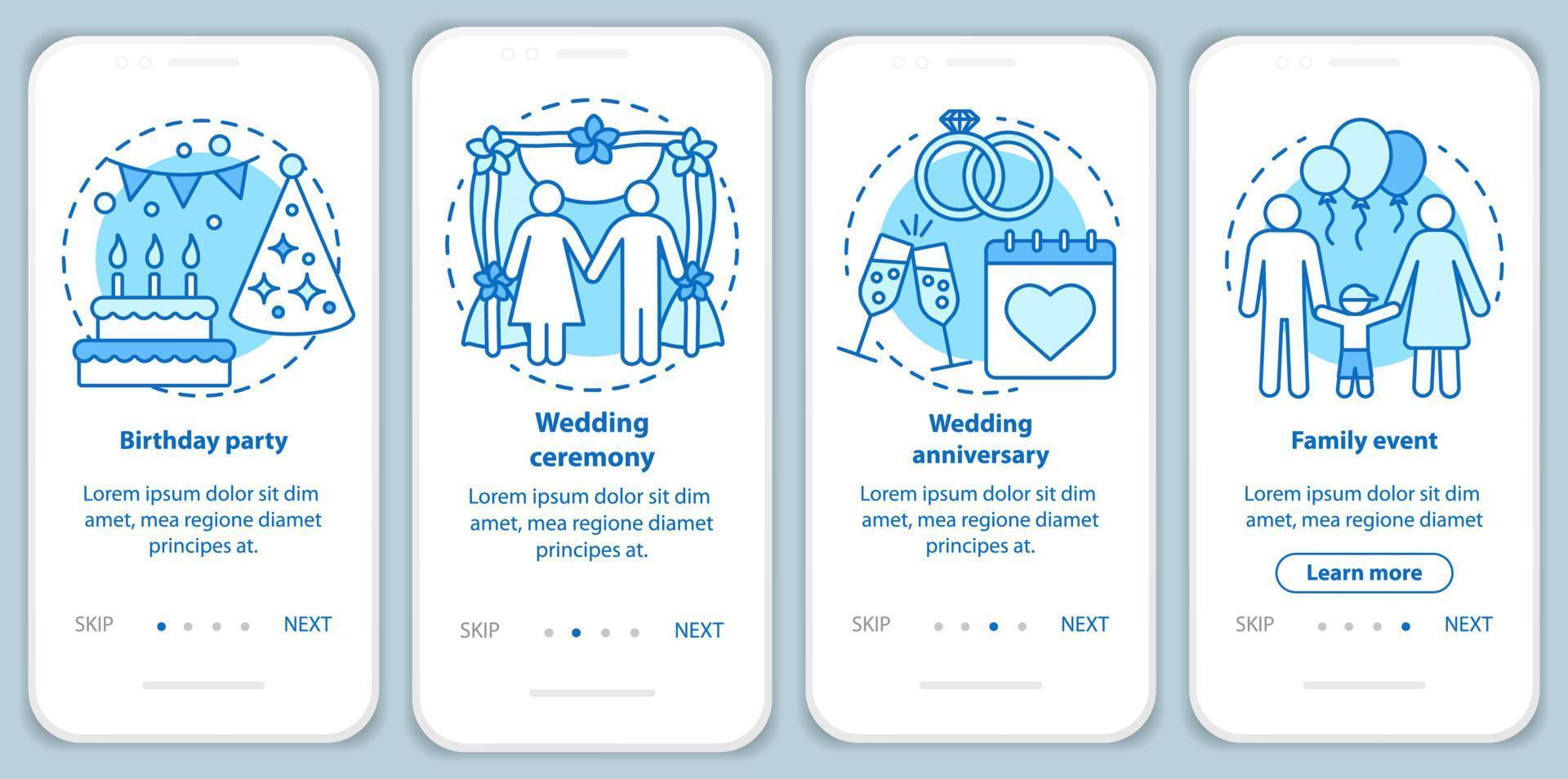 Event Management Planning Services Onboarding Mobile App Page Screen