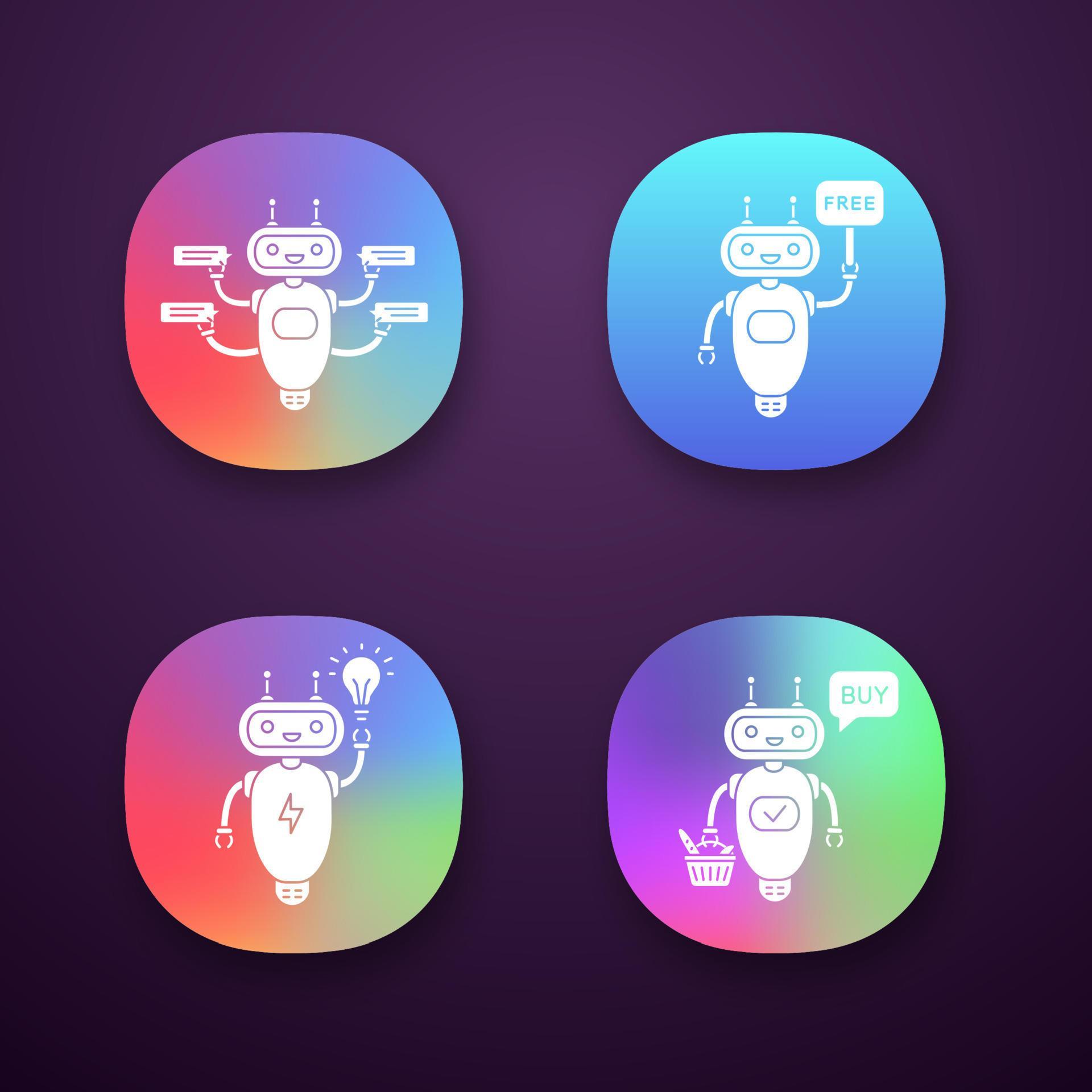 Chatbots App Icons Set Ui Ux User Interface Talkbots Virtual