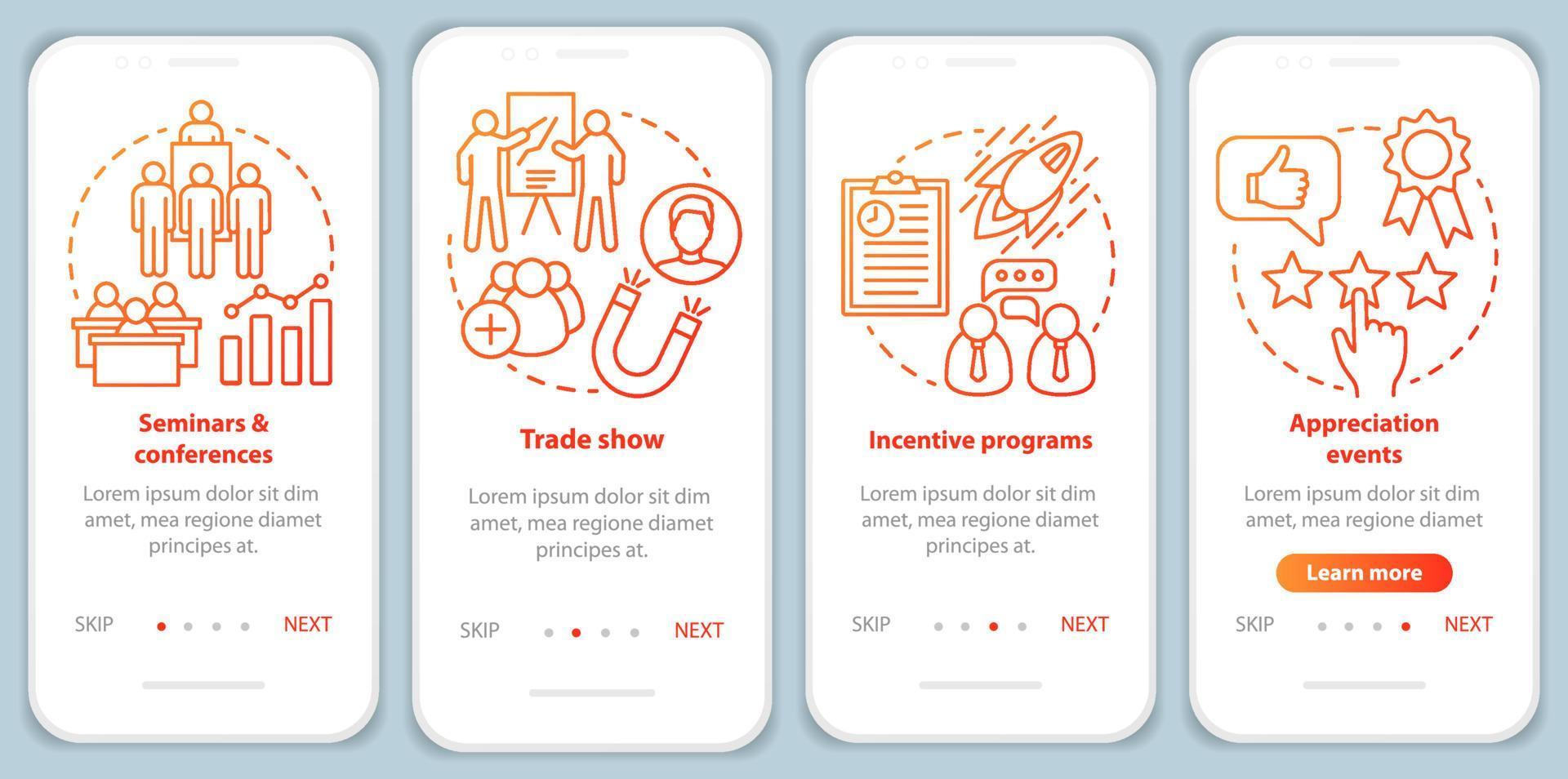Corporate Event Management Onboarding Mobile App Page Screen With