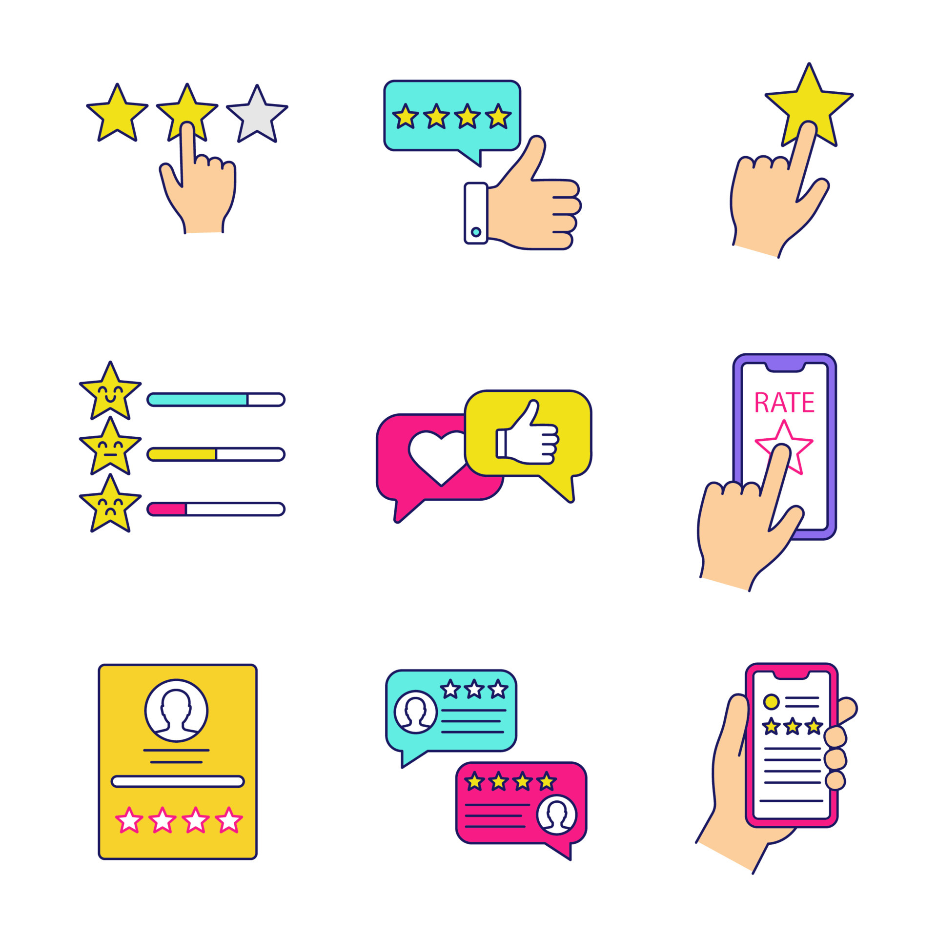 Rating Color Icons Set Customer Feedback And Review App Rating rating-color-icons-set-customer-feedback-and-review-app-rating