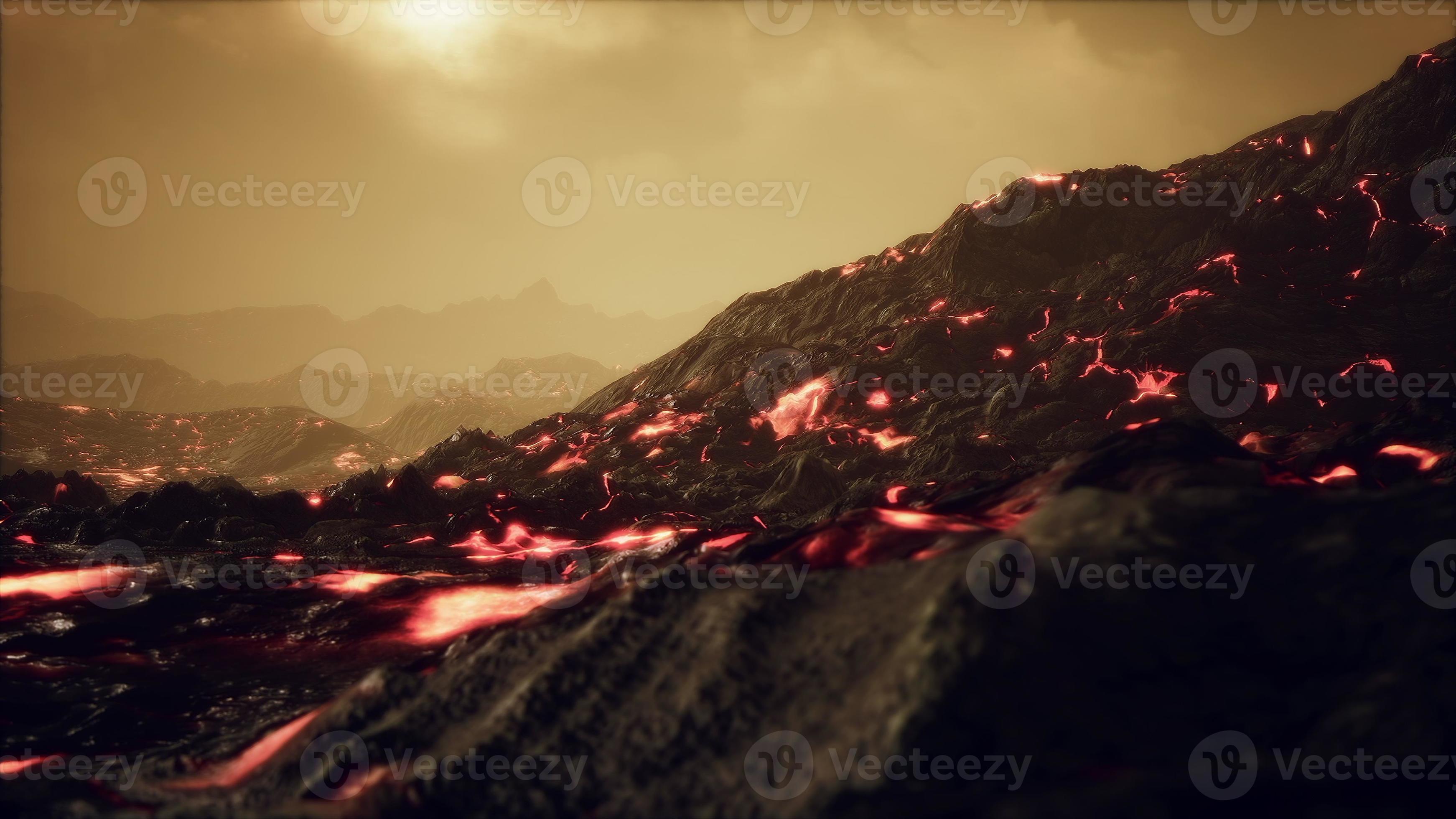 lava fields in the end of the eruption of the volcano 5604423 Stock ...