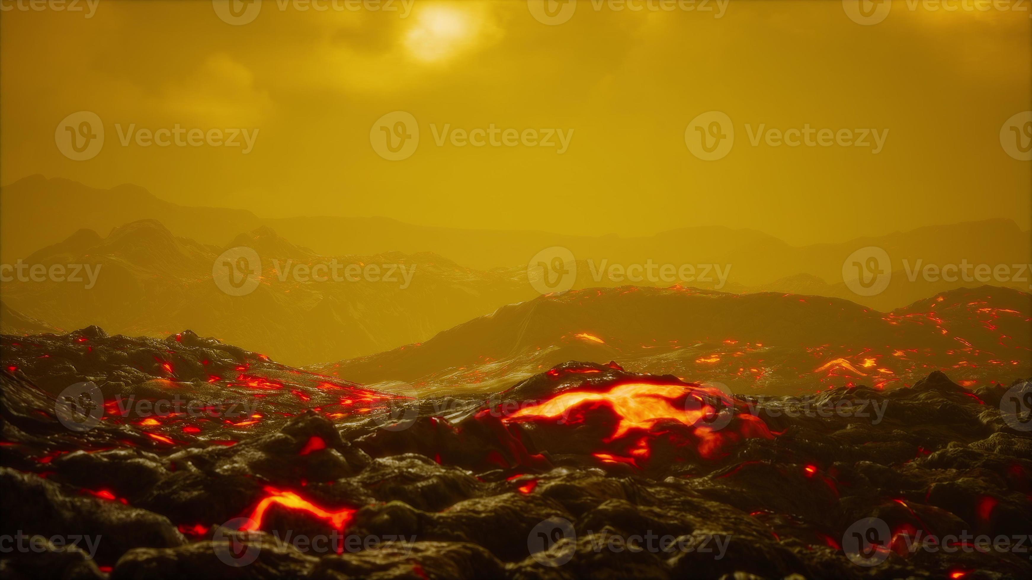 lava fields in the end of the eruption of the volcano 5607610 Stock ...